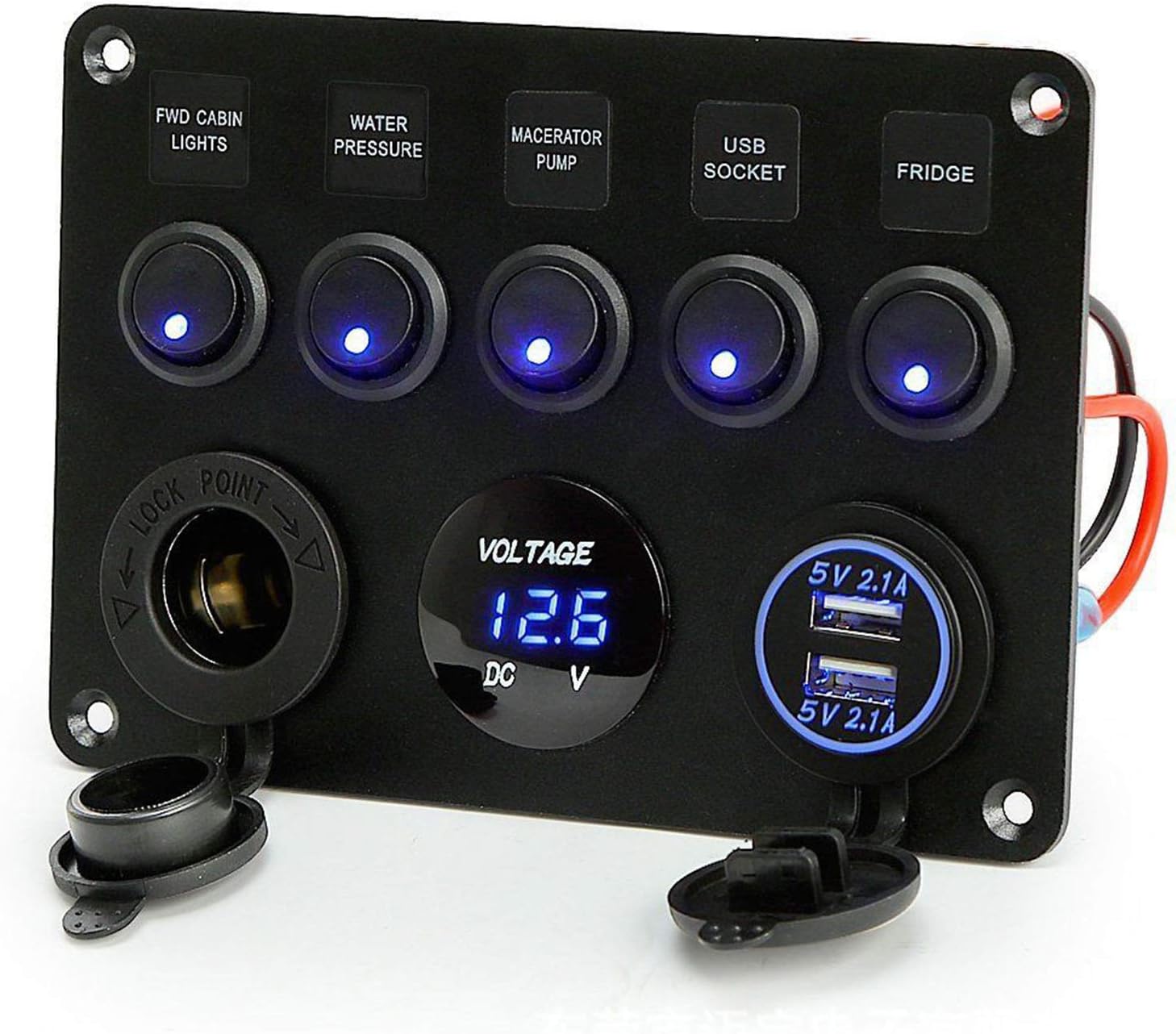 Amazon.com: Marine Ignition Toggle Rocker Switch Panel Dual USB Socket ...