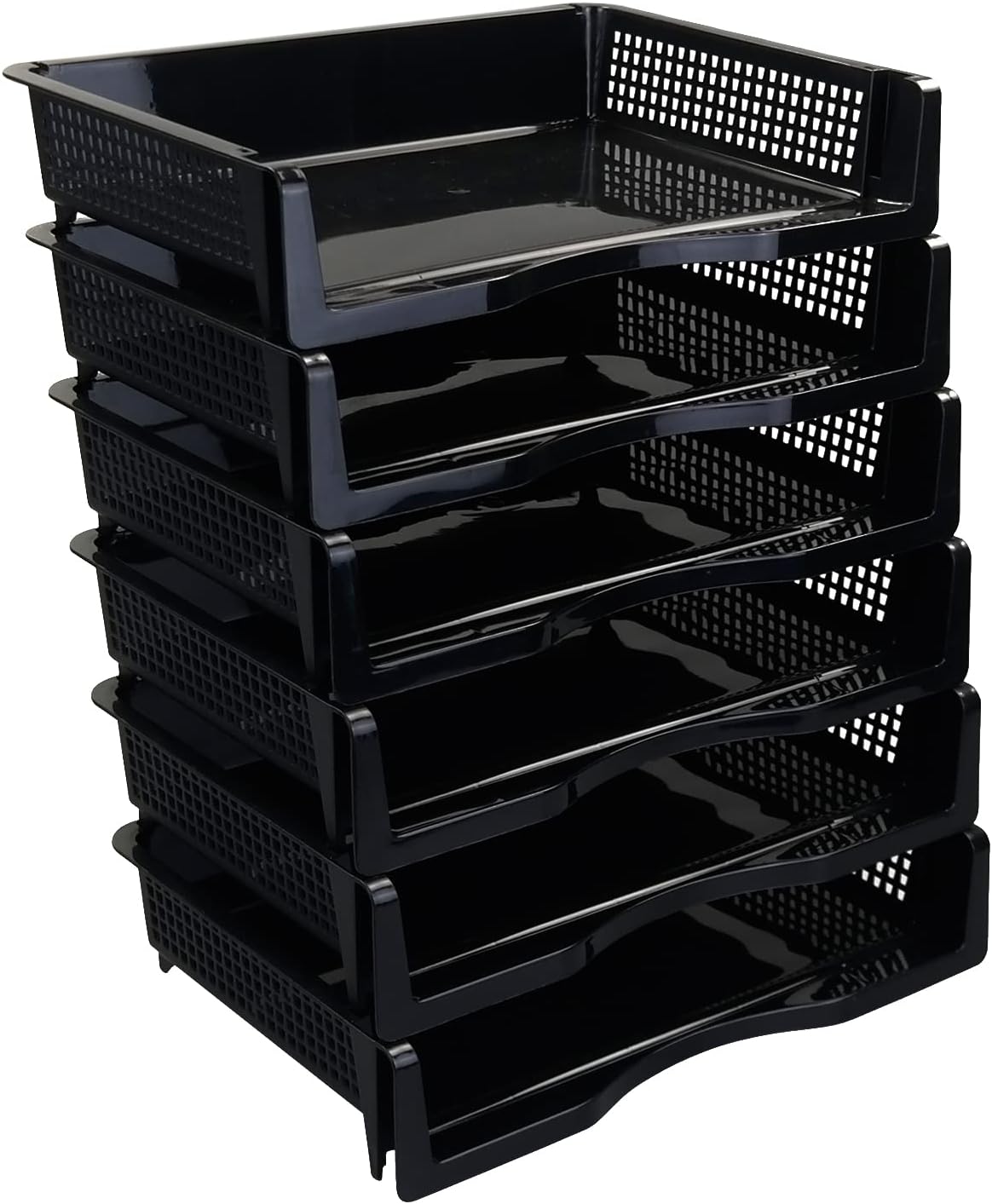 Jekiyo 6 Tier Black A4 Stacking Paper Basket Tray, Desktop Stackable ...