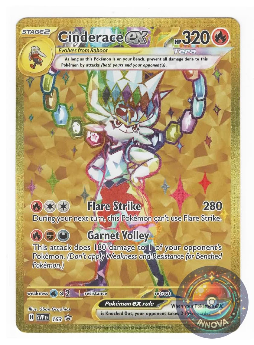 Pokemon - Cinderace ex SVP 163 - Gold Full Art - Terapagos Ultra ...
