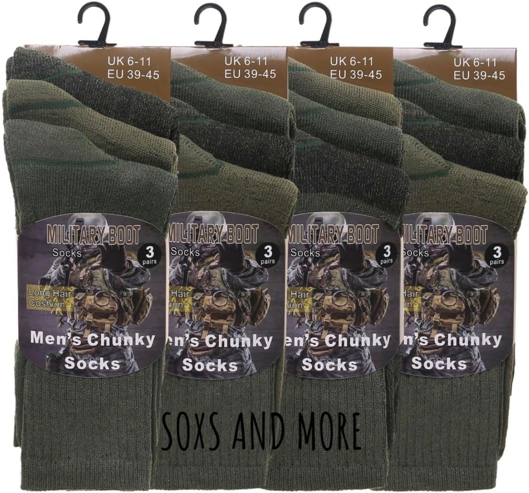 6 Pairs Mens Army Military Socks Thermal Hiking Boots Combat warm UK 6 ...