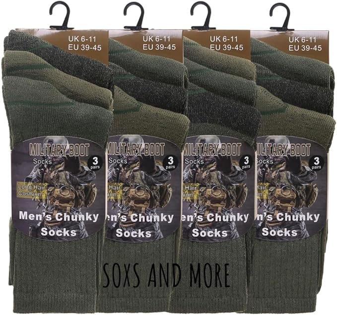 6 Pairs Mens Army Military Socks Thermal Hiking Boots Combat warm UK 6 ...