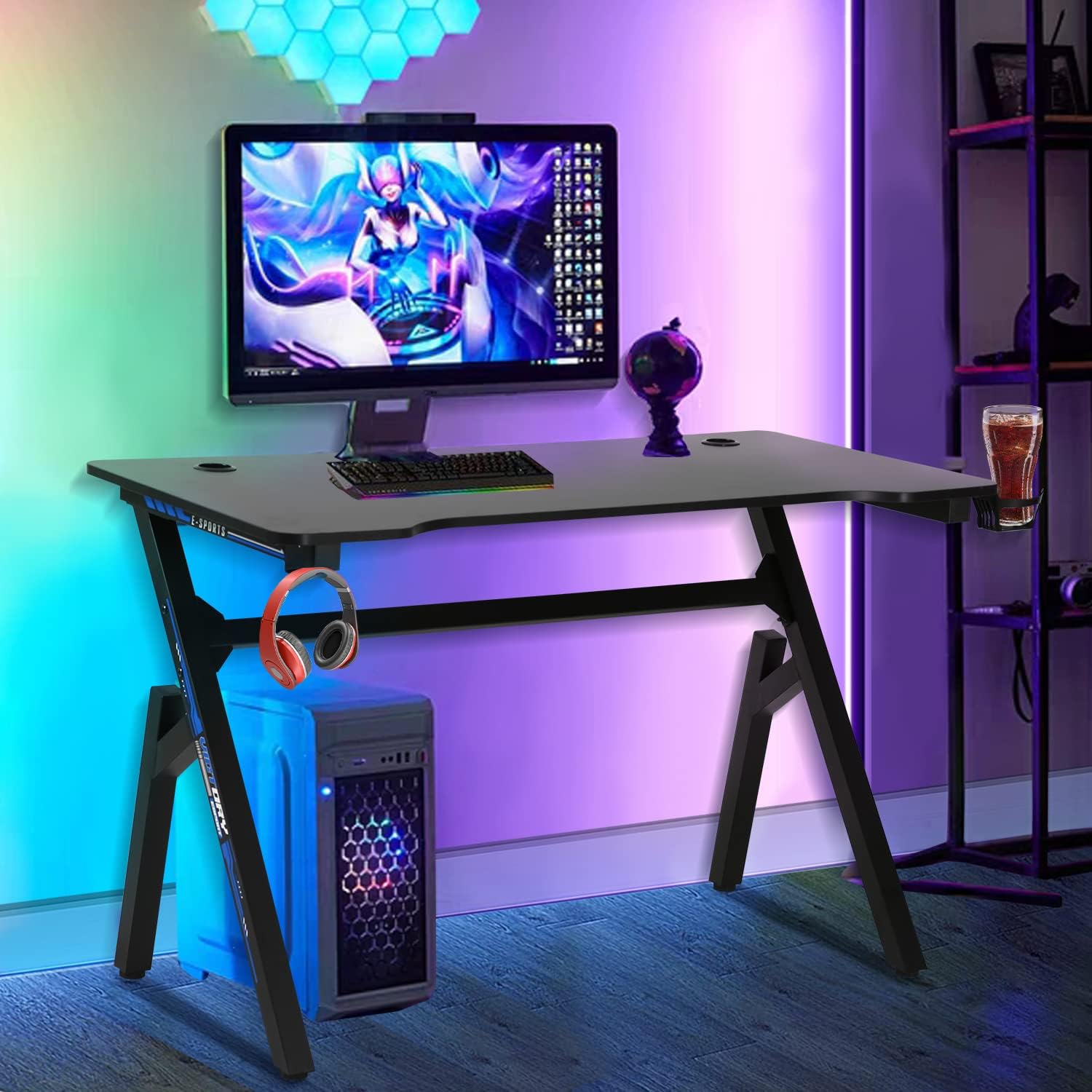 Amazon.com: Dkelincs 47 Inch Gaming Desk Computer Desk PC Computer ...