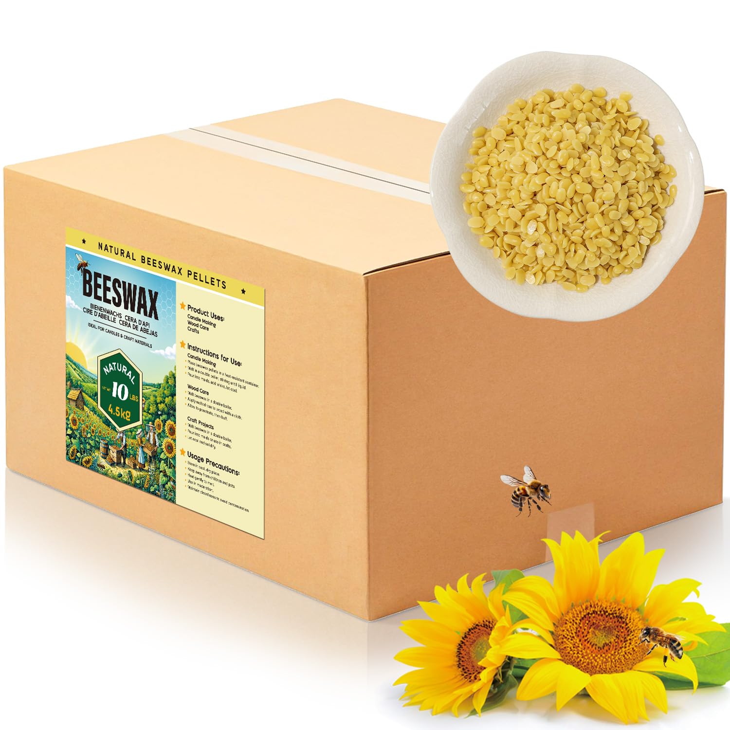 Amazon.com: Beeswax Pellets for Candle Making – 5lb/10lb/20lb – Natural ...
