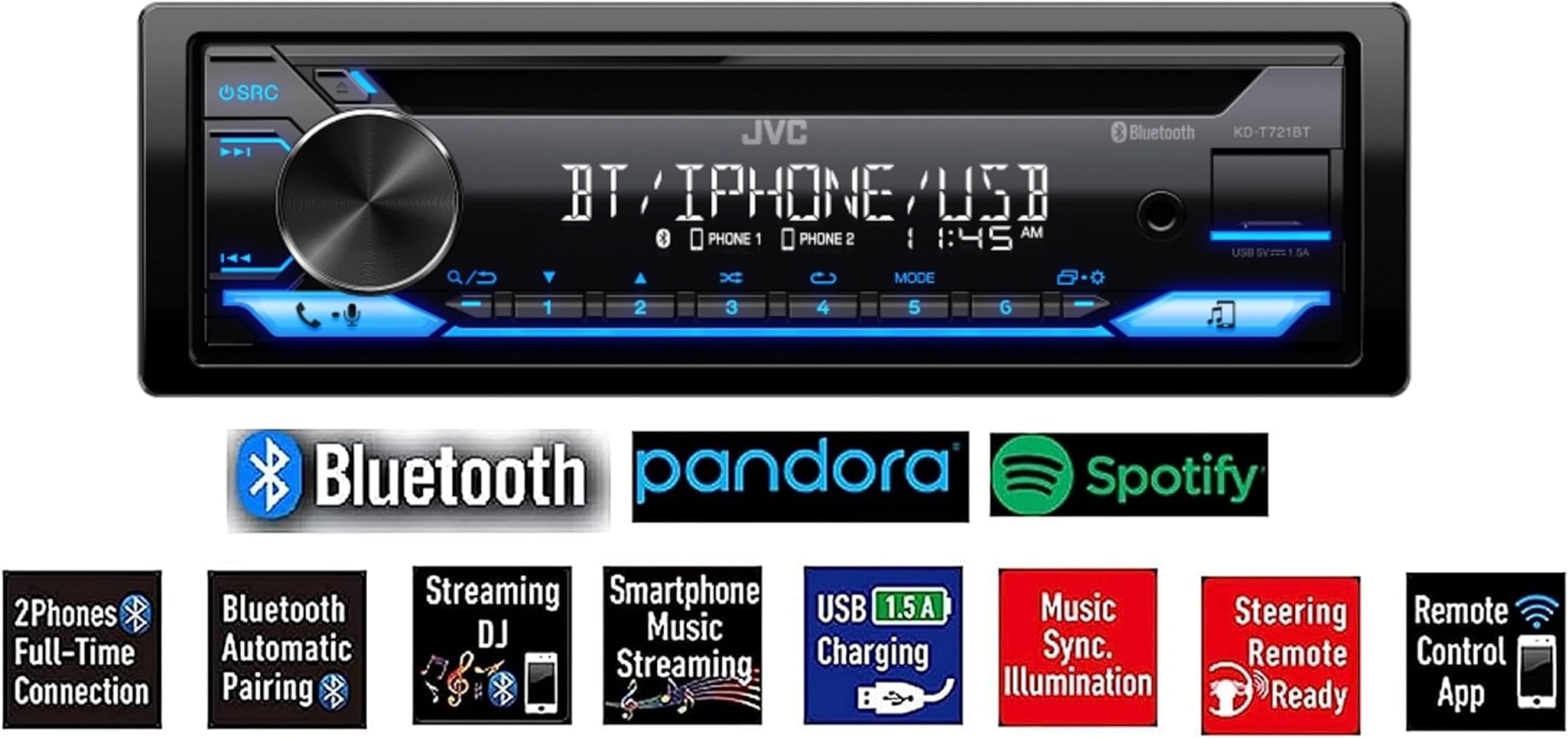 Amazon.com: JVC Single-Din Built-in Bluetooth, Dual Phone Connection ...