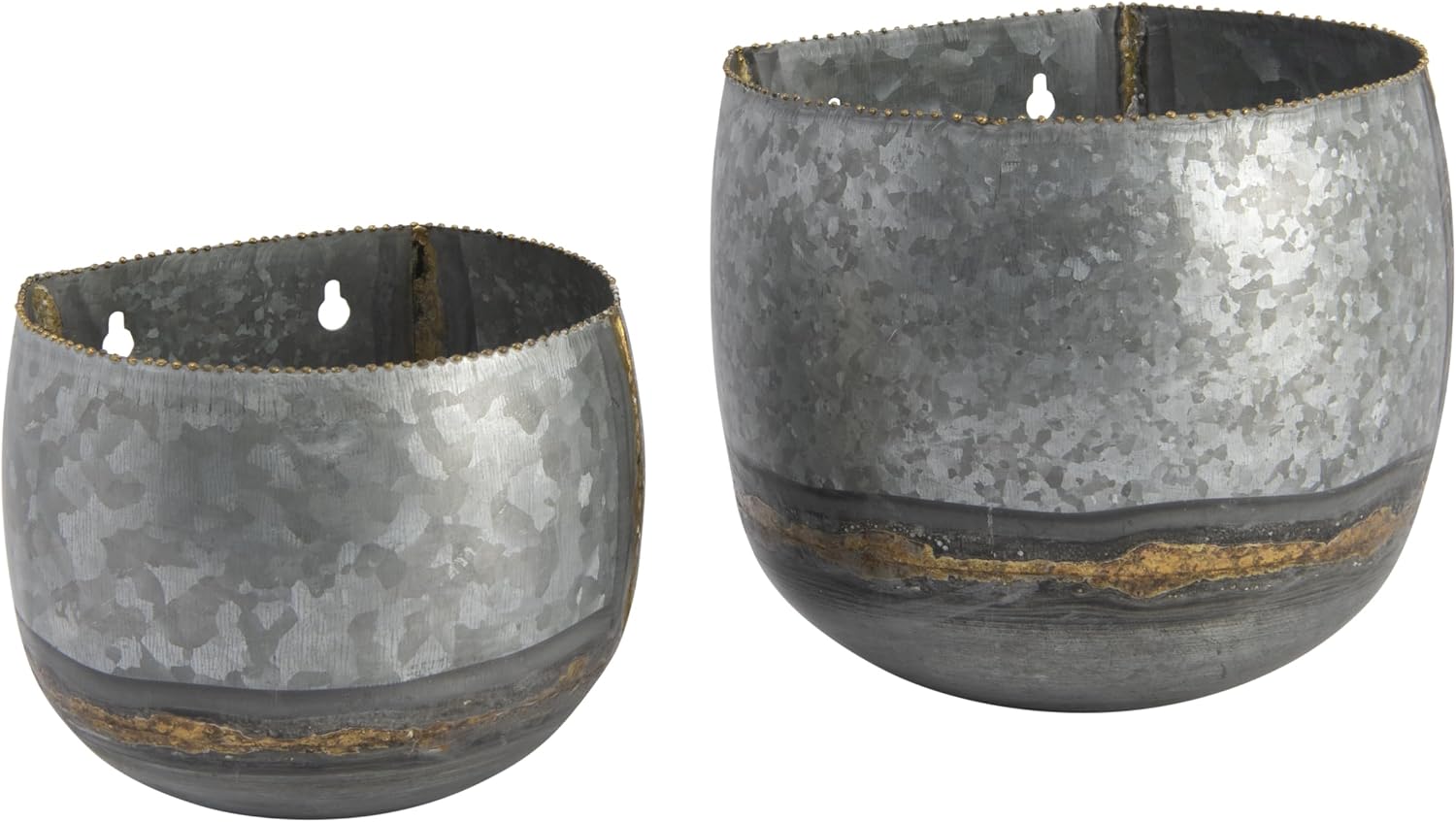 Amazon.com: Creative Co-Op Modern Galvanized Metal Wall Planters with ...