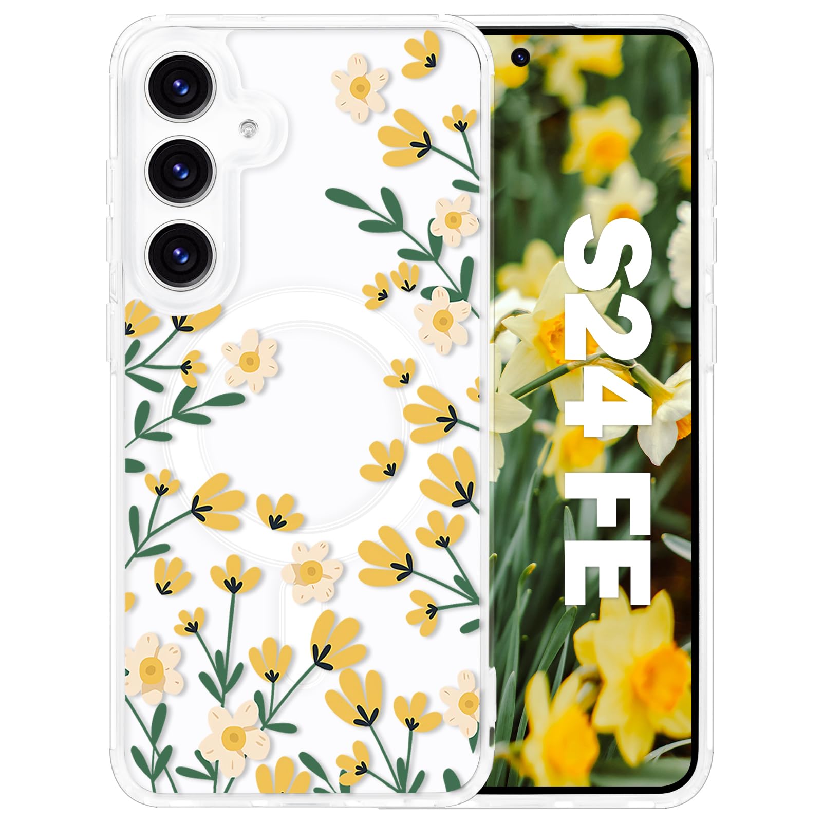 Amazon.com: Tcaraersing for Samsung Galaxy S24 FE Flower Case Magnetic [Compatible with MagSafe ...