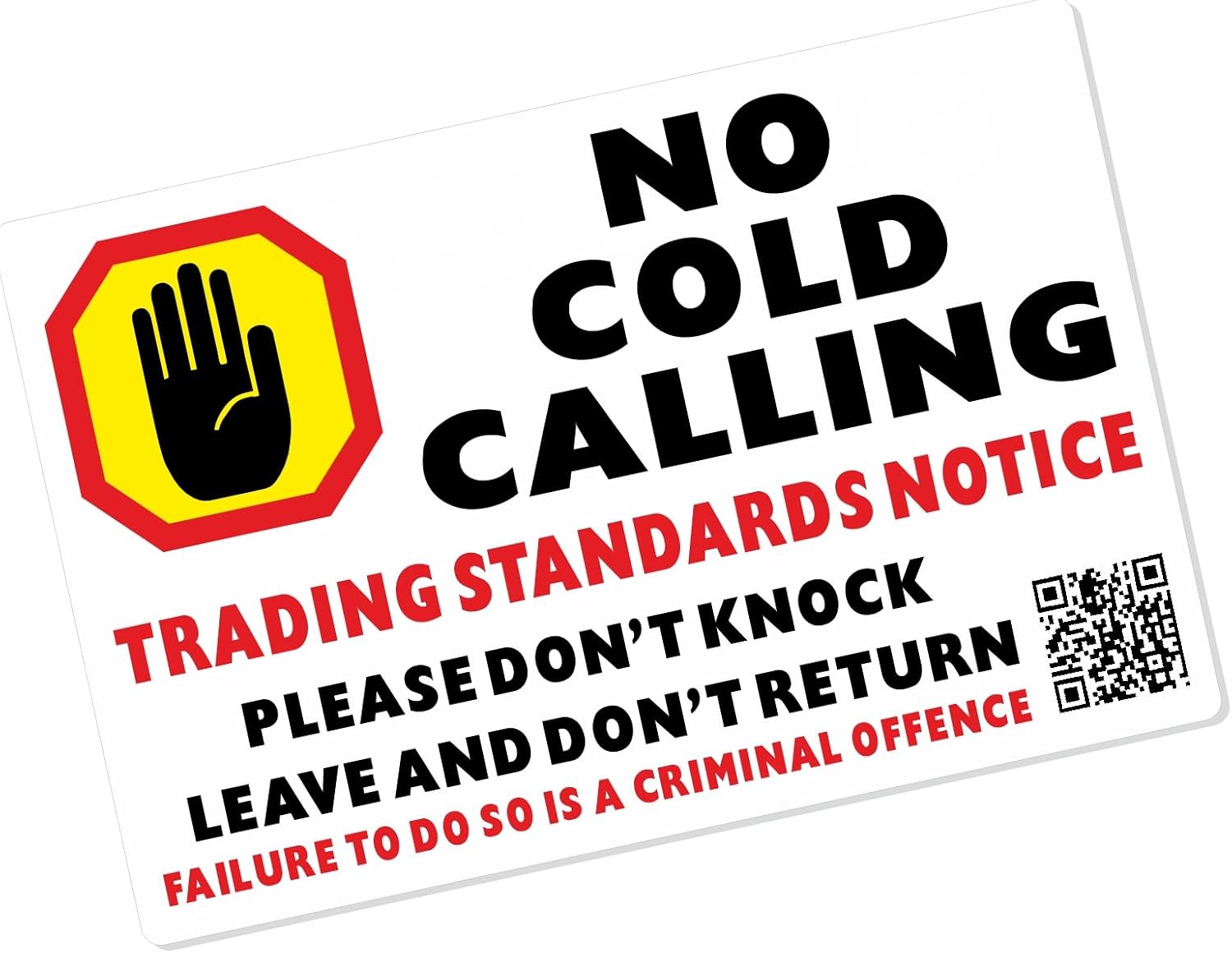 1 x HAND Design No Cold Calling Salesman Callers Warning House Sticker ...