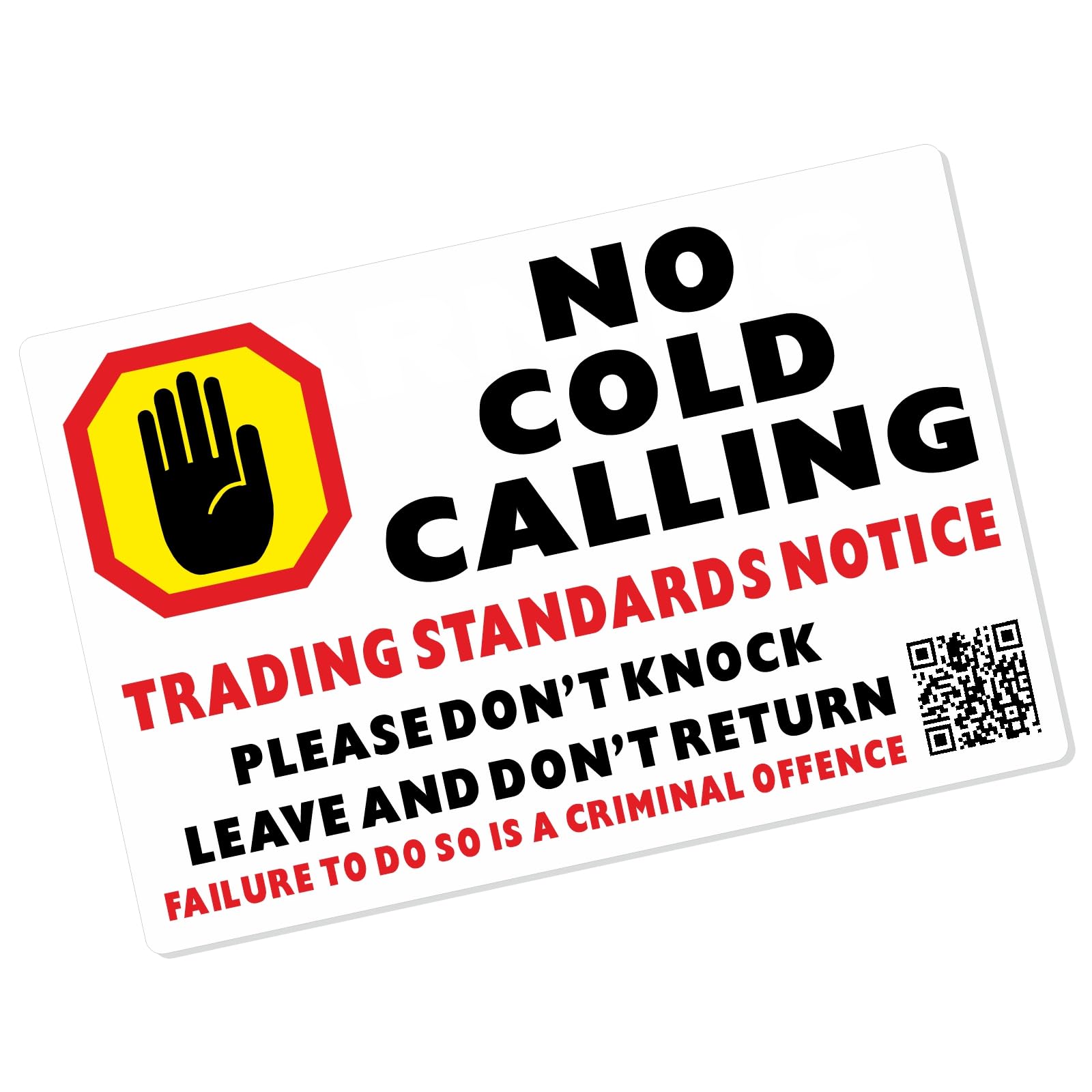 1 x HAND Design No Cold Calling Salesman Callers Warning House Sticker ...