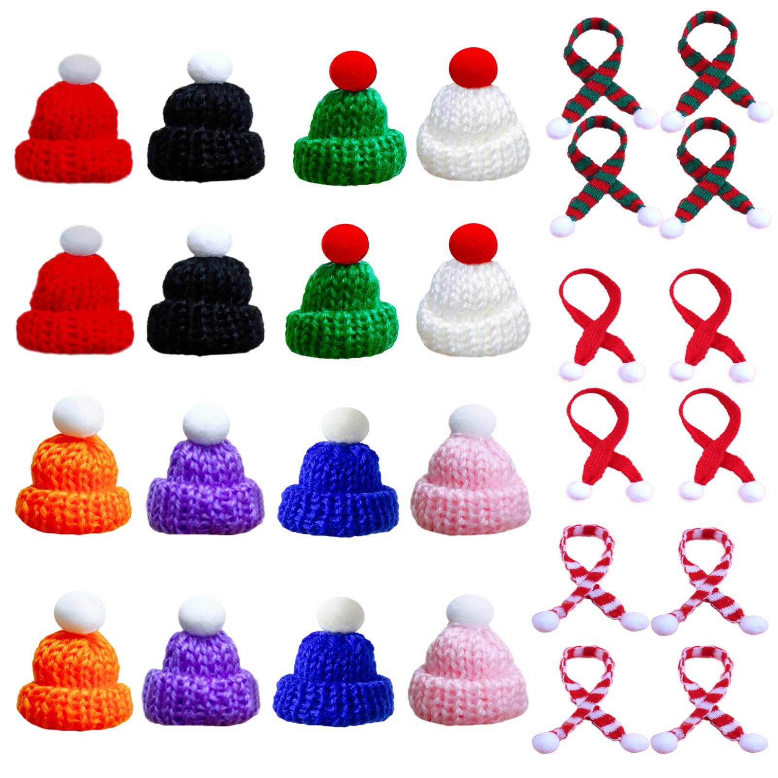 Amazon.com: 28 PCS Mini Christmas Knit Hat and Scarf, DANUDON Christmas ...