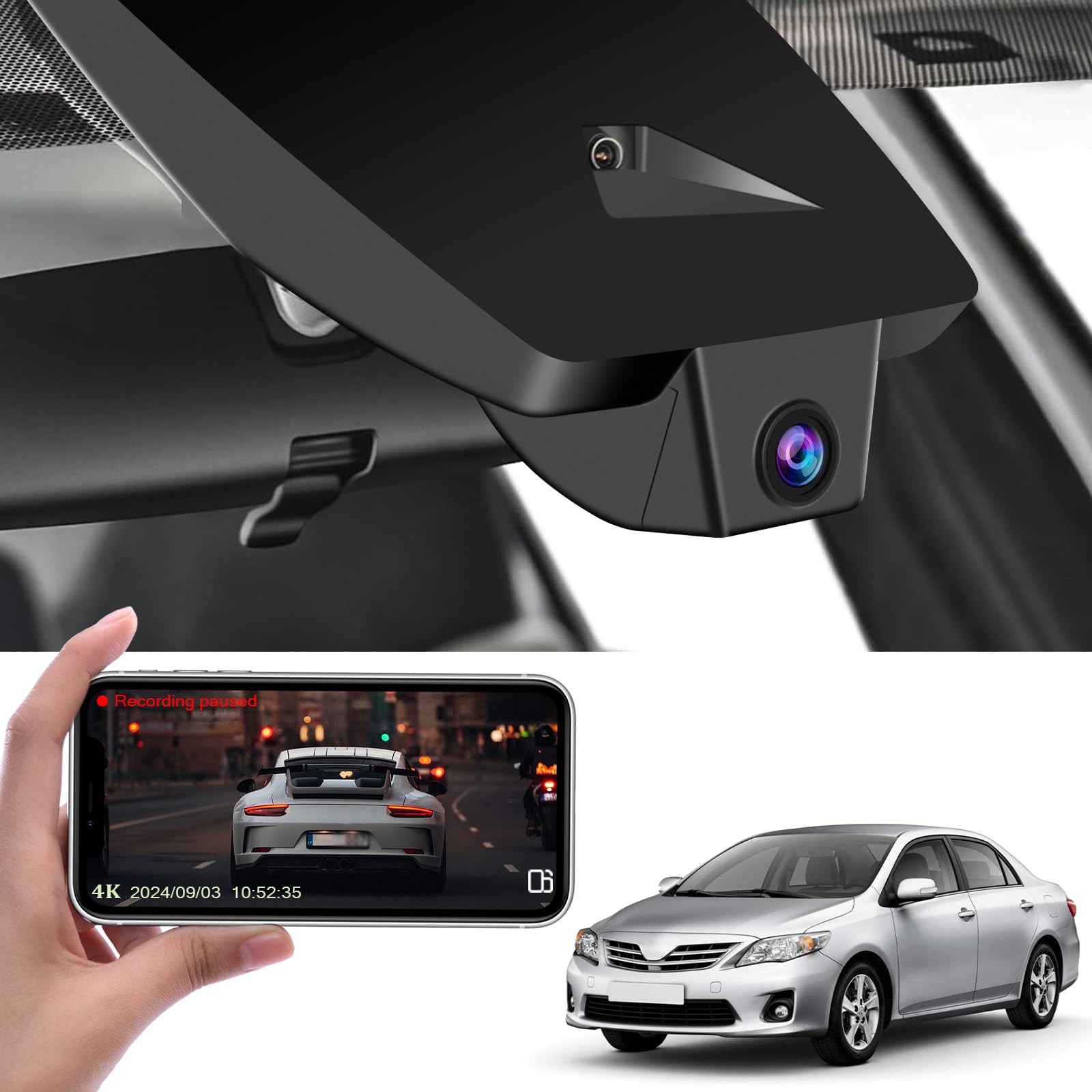Amazon.com: KuTaiTai 4K Dash Cam fit for Toyota Corolla Gen12 E210 2023 ...