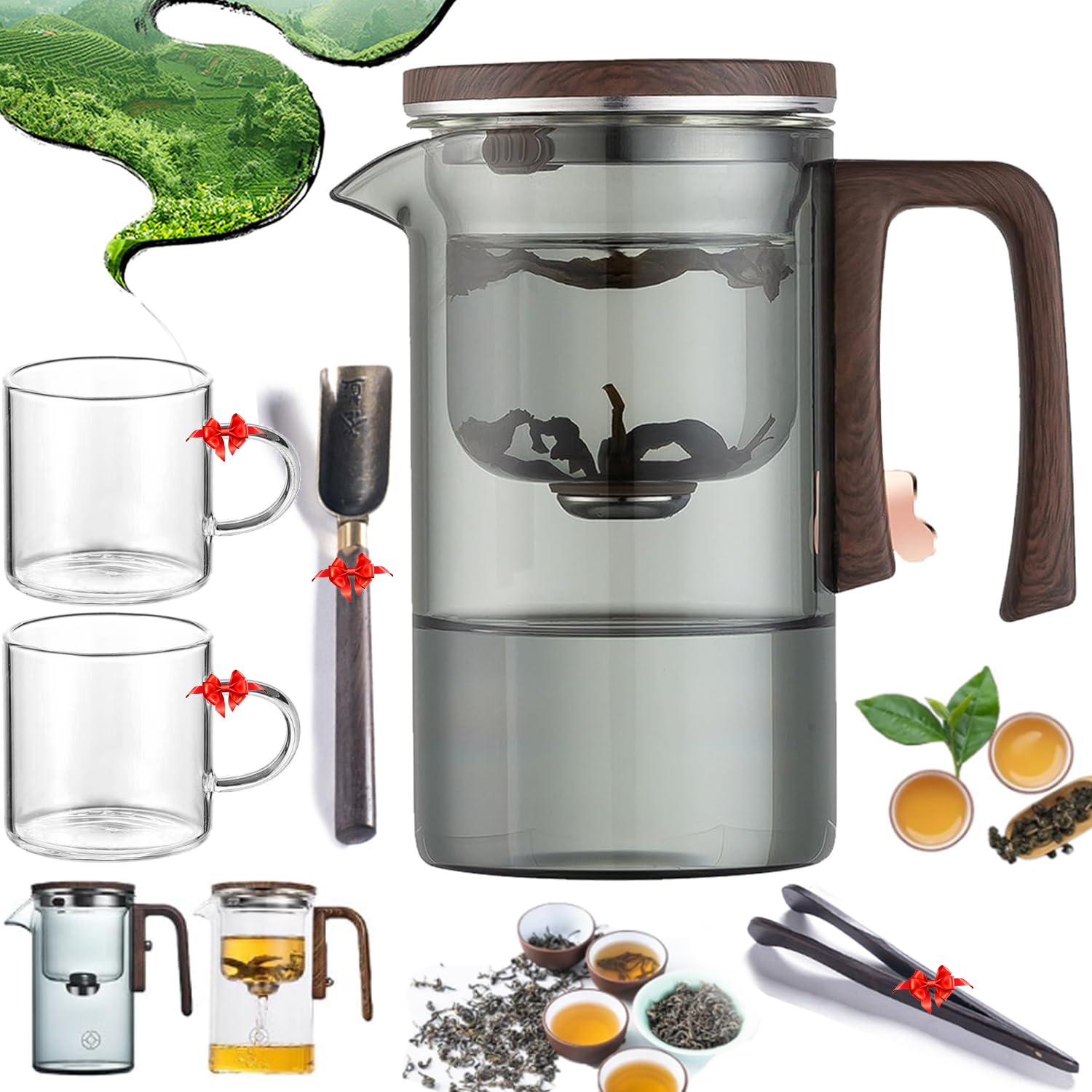 Amazon.com | One Click Magnetic Switch Tea Separation Filtration Glass ...