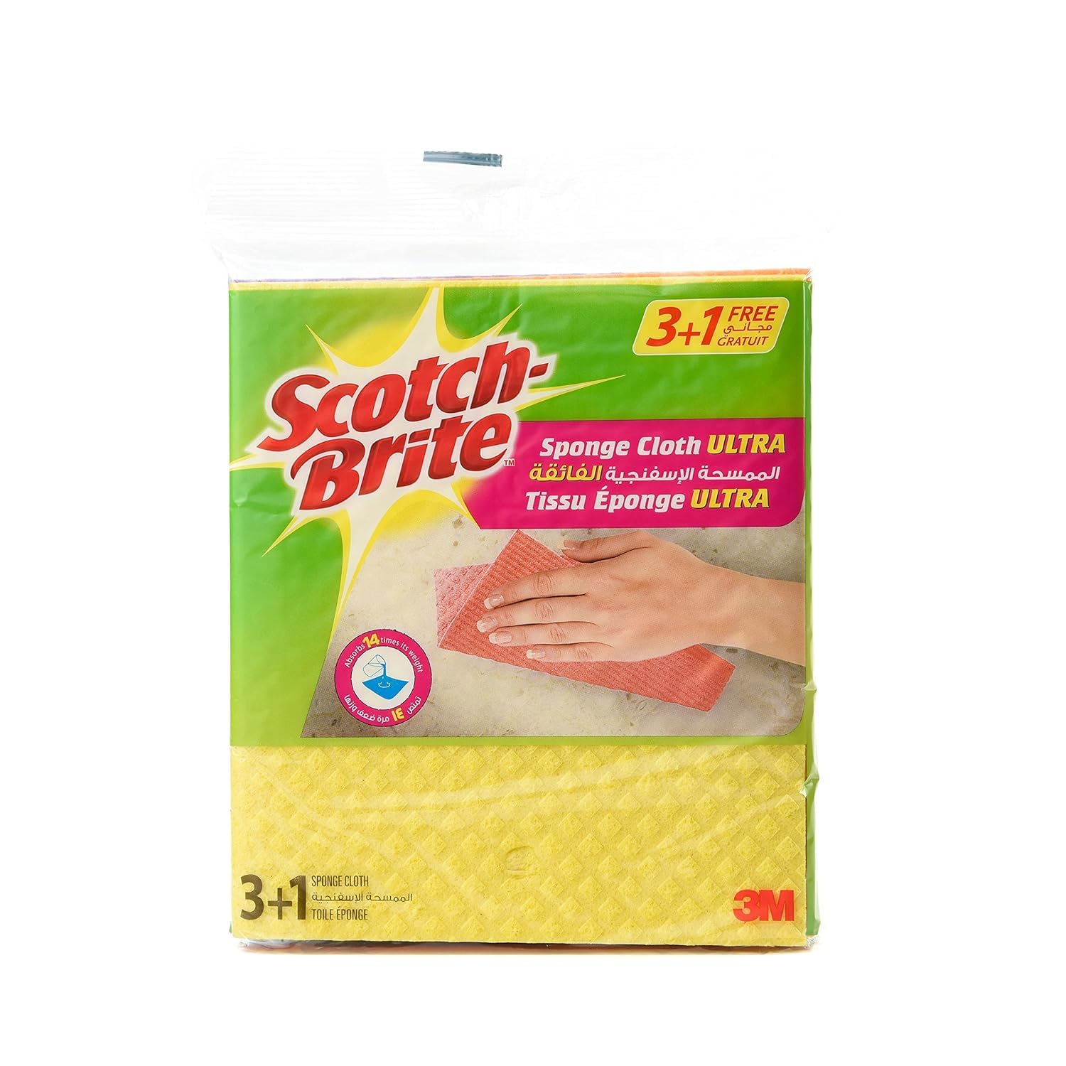 Scotch-Brite Multi-Purpose Sponge Cloth Wipe ULTRA, 4 units (3+1 Free ...