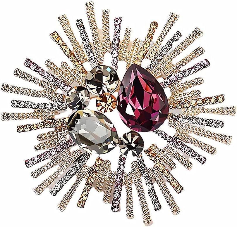 Amazon.com: Flower Brooch Pin Fireworks Brooch Elegant Crystals ...