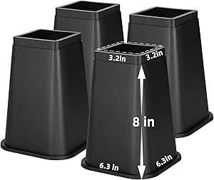 Amazon.com: Apipi 8 inch Bed Risers for Dorm Twin XL - Heavy Duty ...