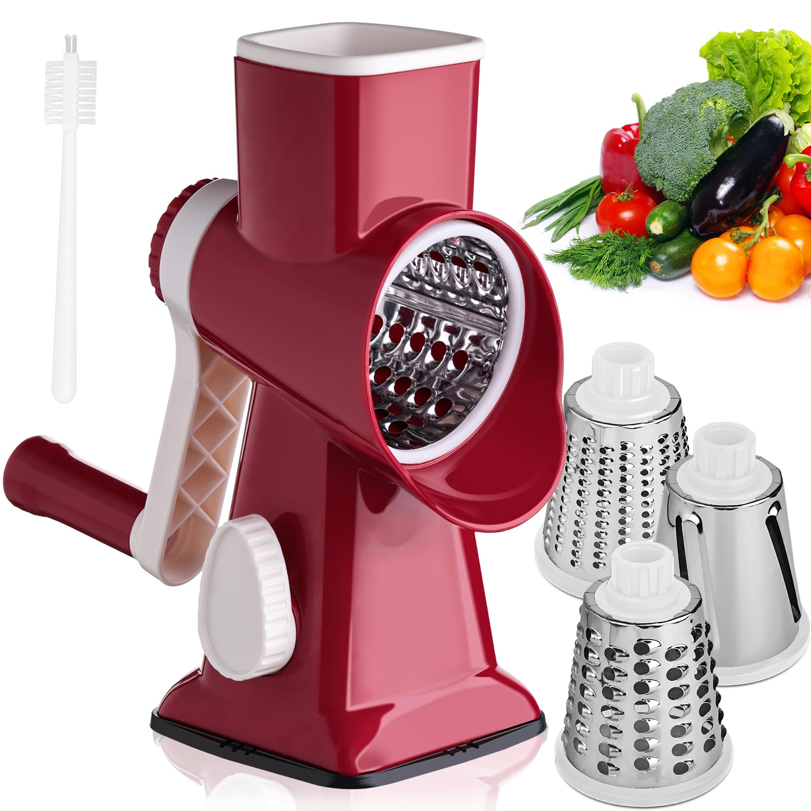 Amazon.com: HANSGO Rotary Cheese Grater, Red Manual Cheese Shredder ...