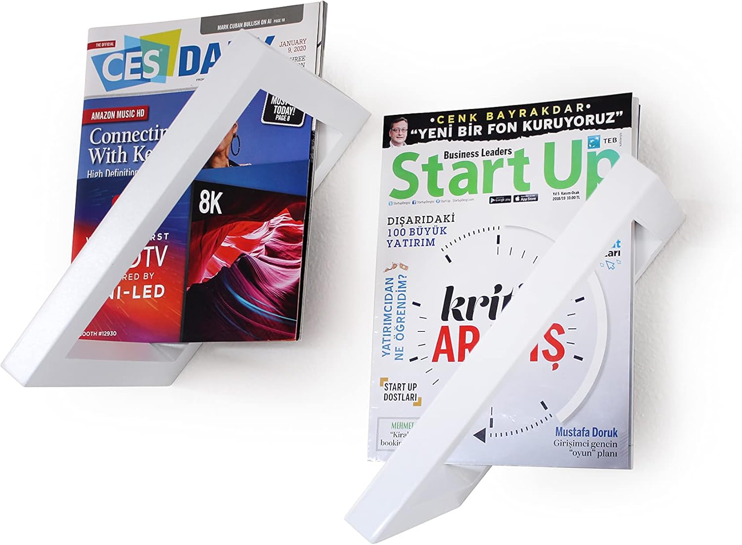 Amazon.com: Kirpi White Floating Shelf Set of 2, Magazine Wall Display ...