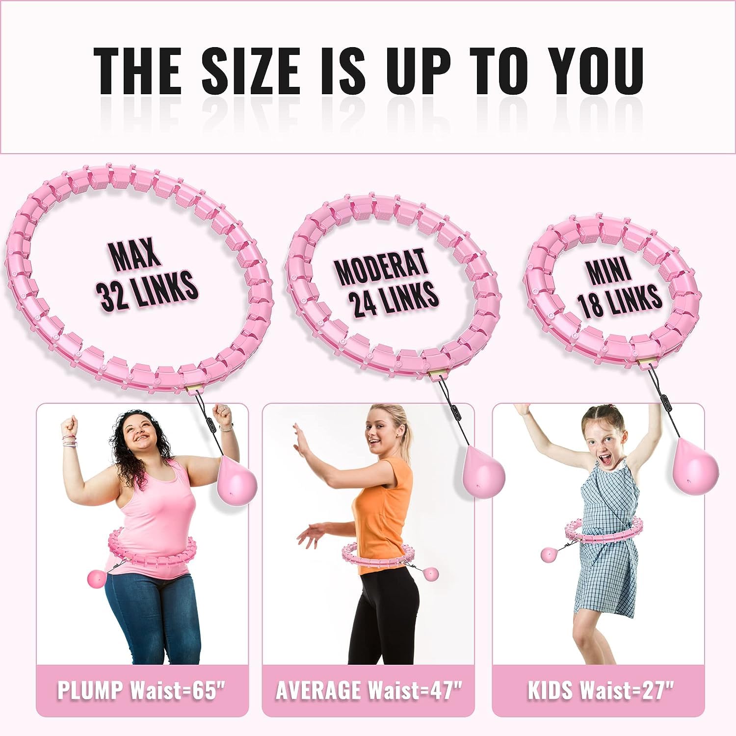 65inch 32 Knots Plus Size Quiet Weighted Hula Infinity Fitness ...