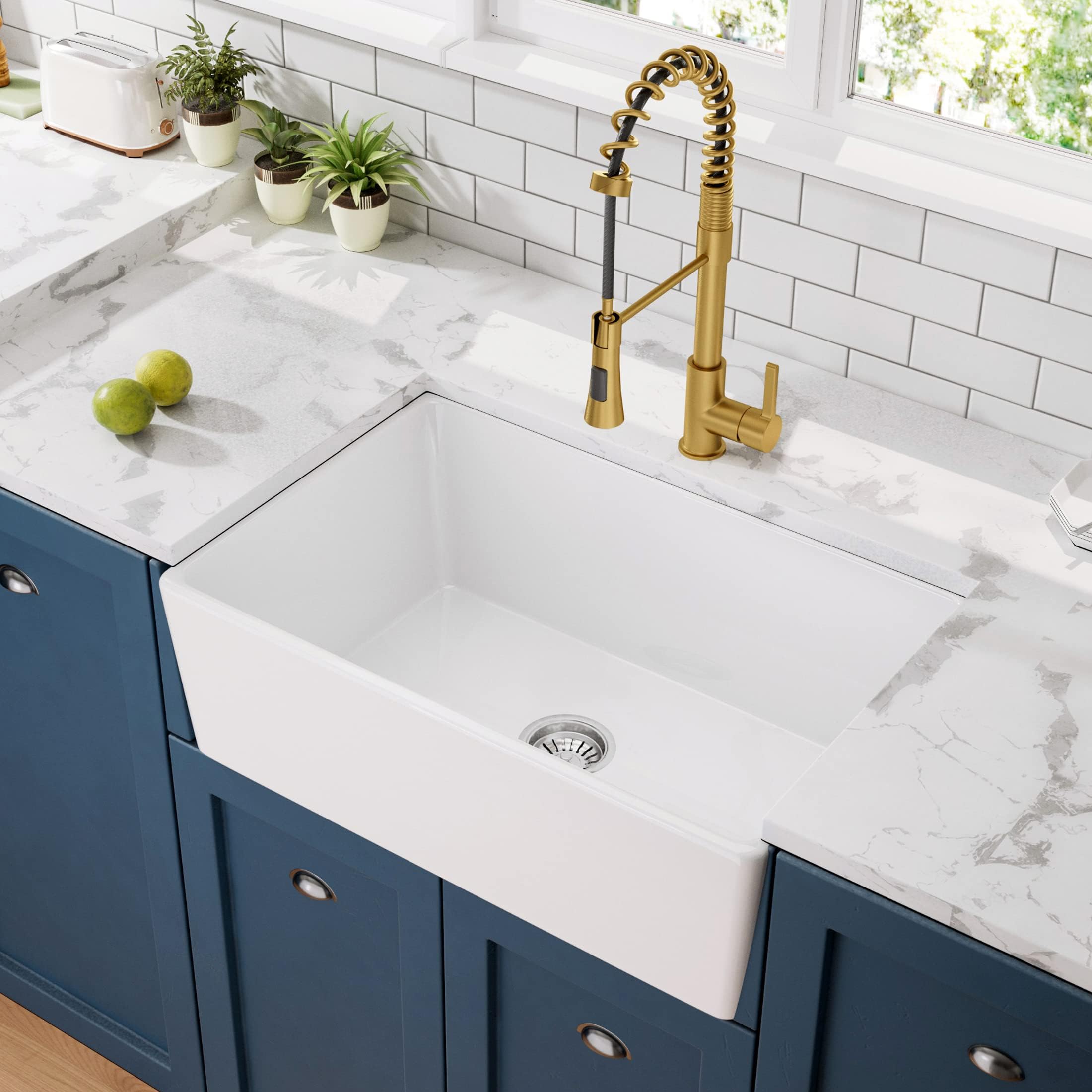 Hovheir 24 Inch Fireclay Farmhouse Kitchen Sink, 24 Laundry Sink White ...