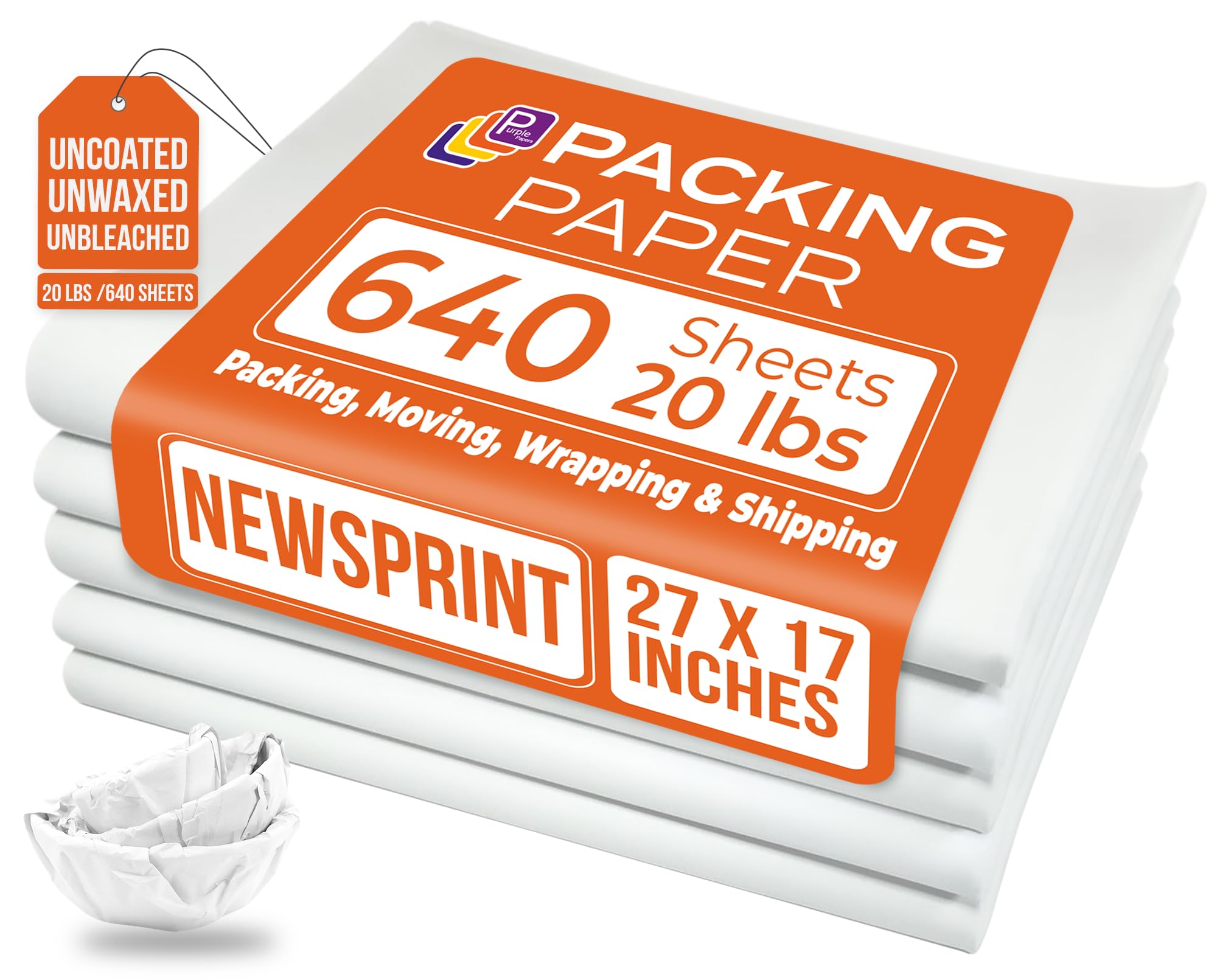 Amazon.com: White Bulk Packing Paper Sheets for Moving | 640 sheets ...