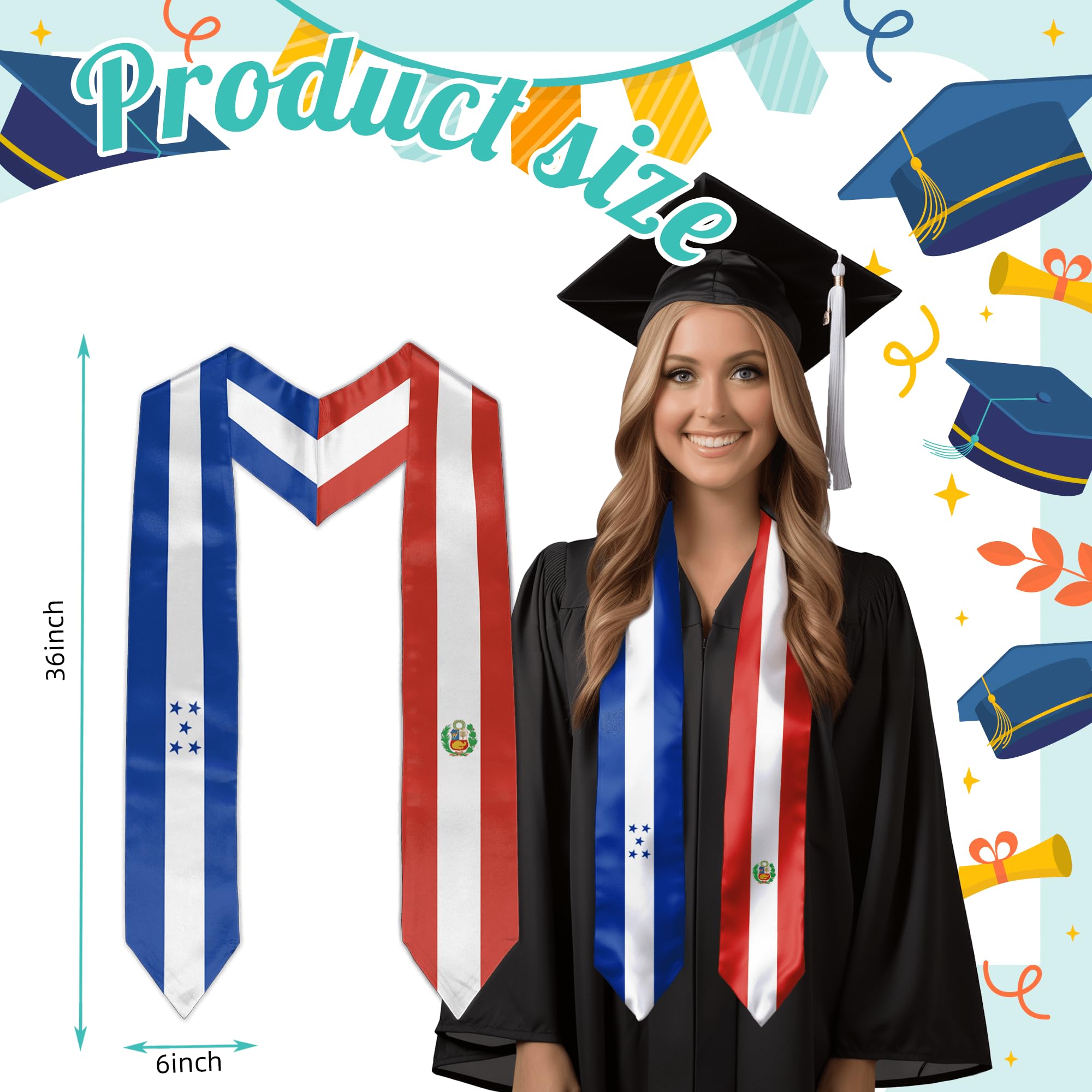 Snapklik.com : Honduras Peru Mixed Flag Graduation Stole For ...