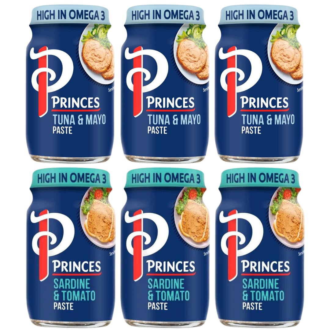 Princes Sardine & Tomato Paste 75g x3 and Tuna & Mayonnaise Paste 75g ...