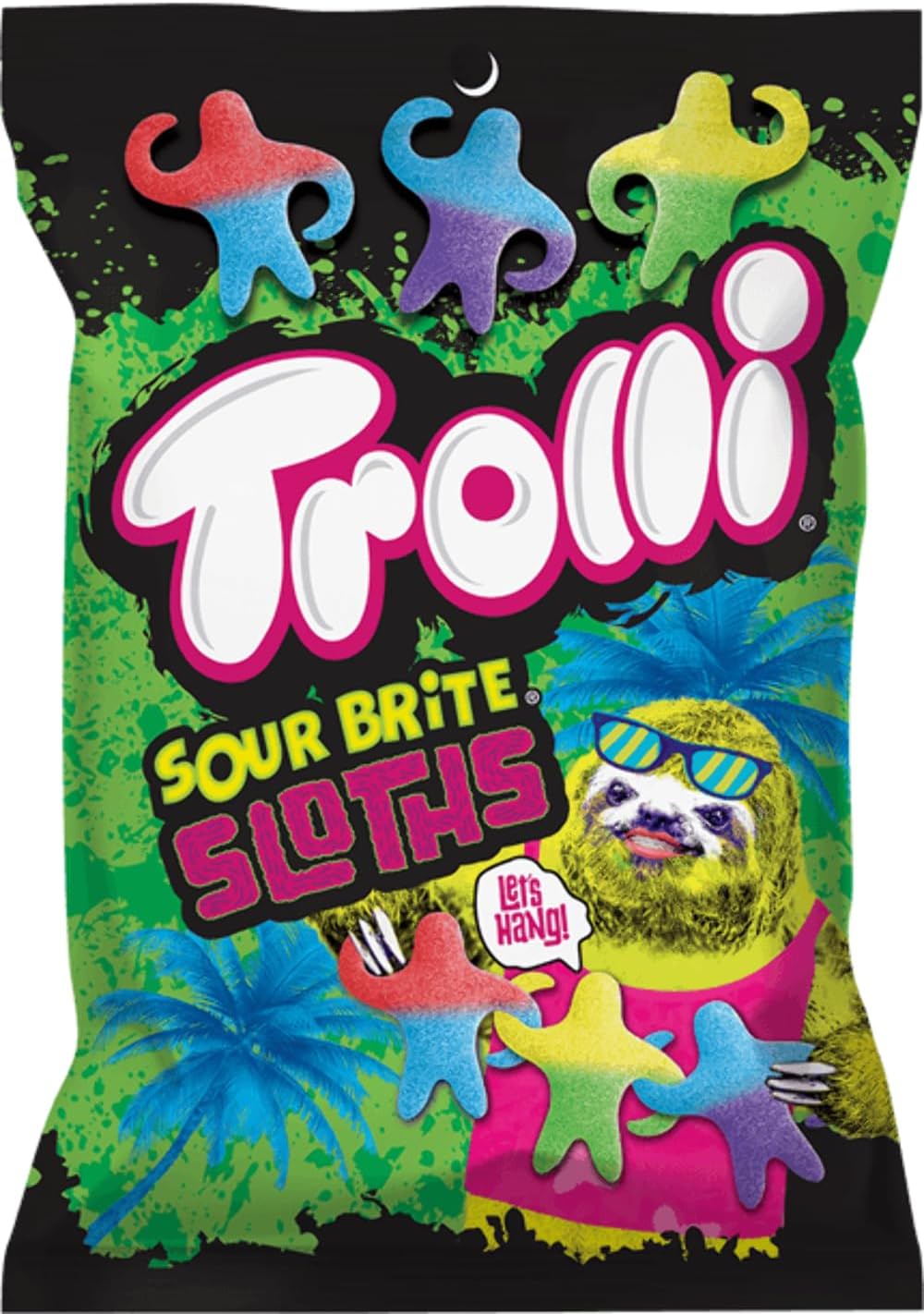 Trolli Sour Brite Sloths 4.25oz Bag, Gummy sour linkable sloths ...