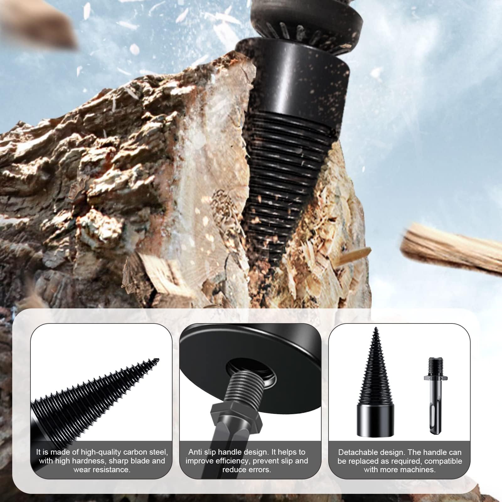 Snapklik.com : Heavy Duty Wood Splitter - 42mm Log Splitting Drill Bit