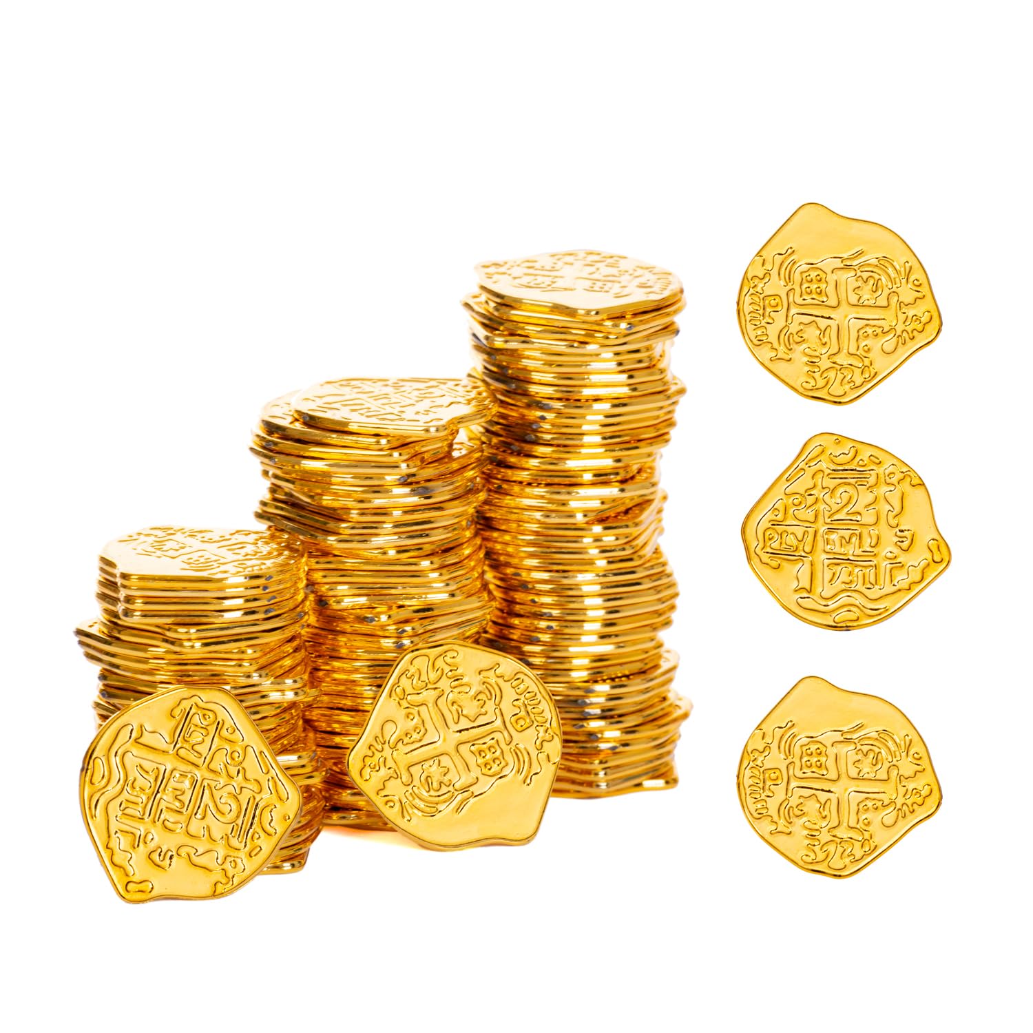 Amazon.com: Vonokee 120 Pieces Plastic Pirate Coins,Fake Play Coins ...