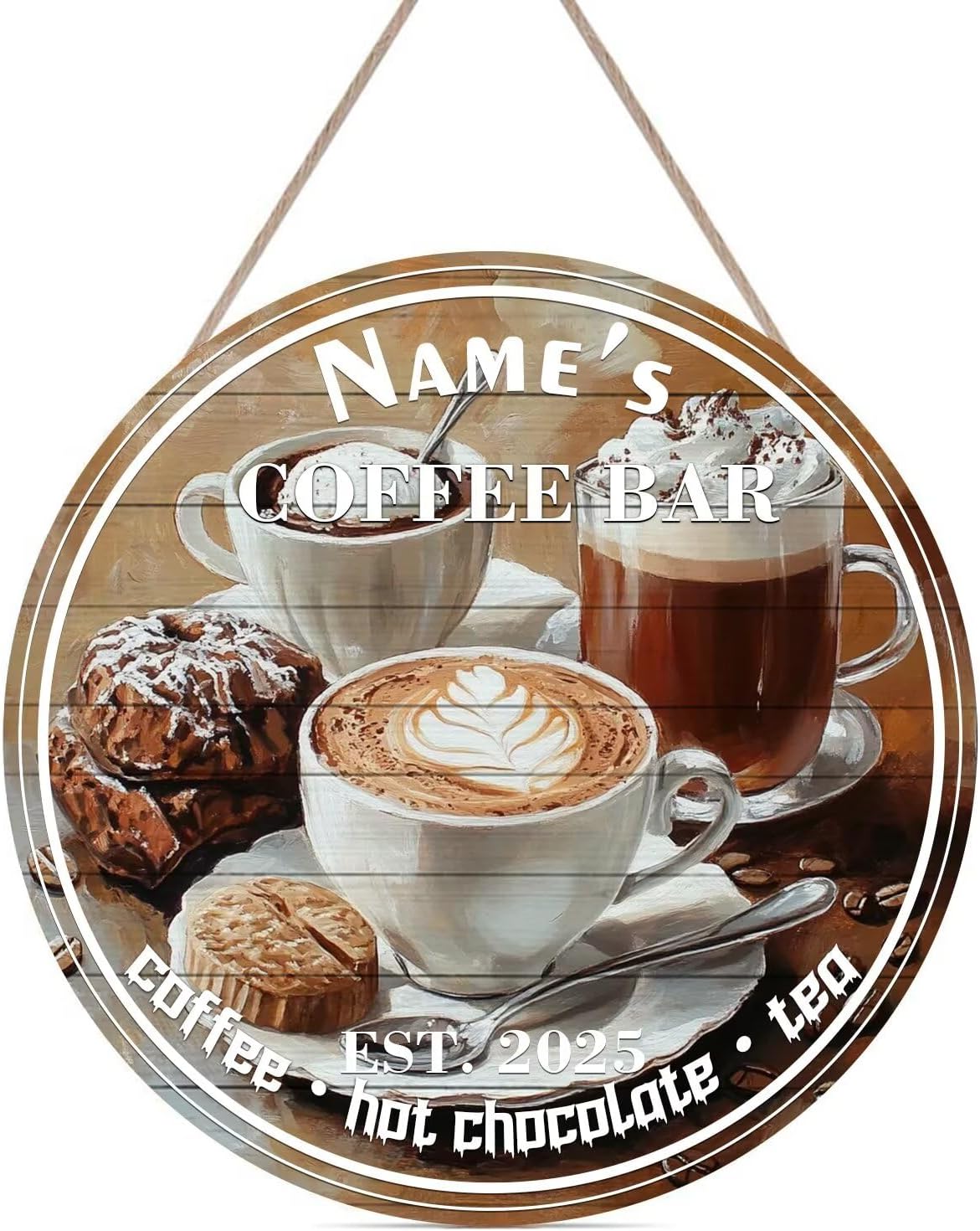 Amazon.com: Custom Coffee Bar Wall Signs Decor, Coffee-Hot Chocolate ...