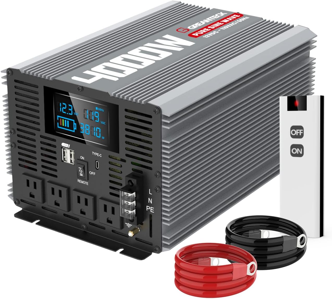 Amazon.com: MWXNE 4000W Pure Sine Wave Power Inverter DC 12V to AC 110V ...