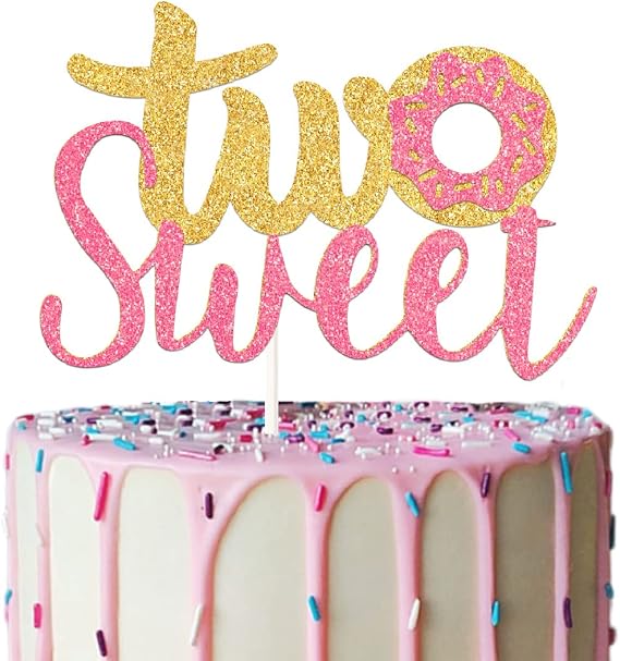 Amazon.com: Two Sweet Birthday Party Supplies, Donut Cake Topper ...