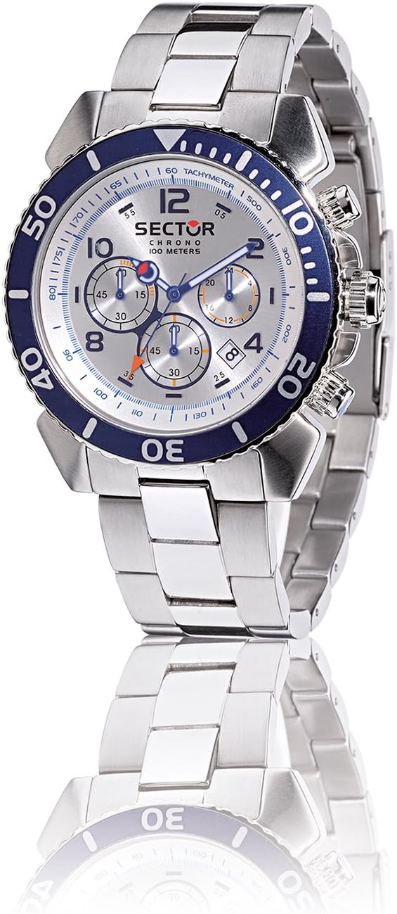 Sector Centurion Watch Chronograph with Silver Dial and Stainless Steel ...
