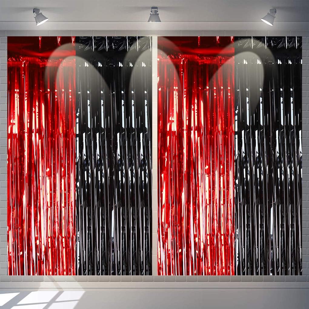 Amazon.com : Red Black 2024 Graduation Foil Fringe Backdrop, Casino ...