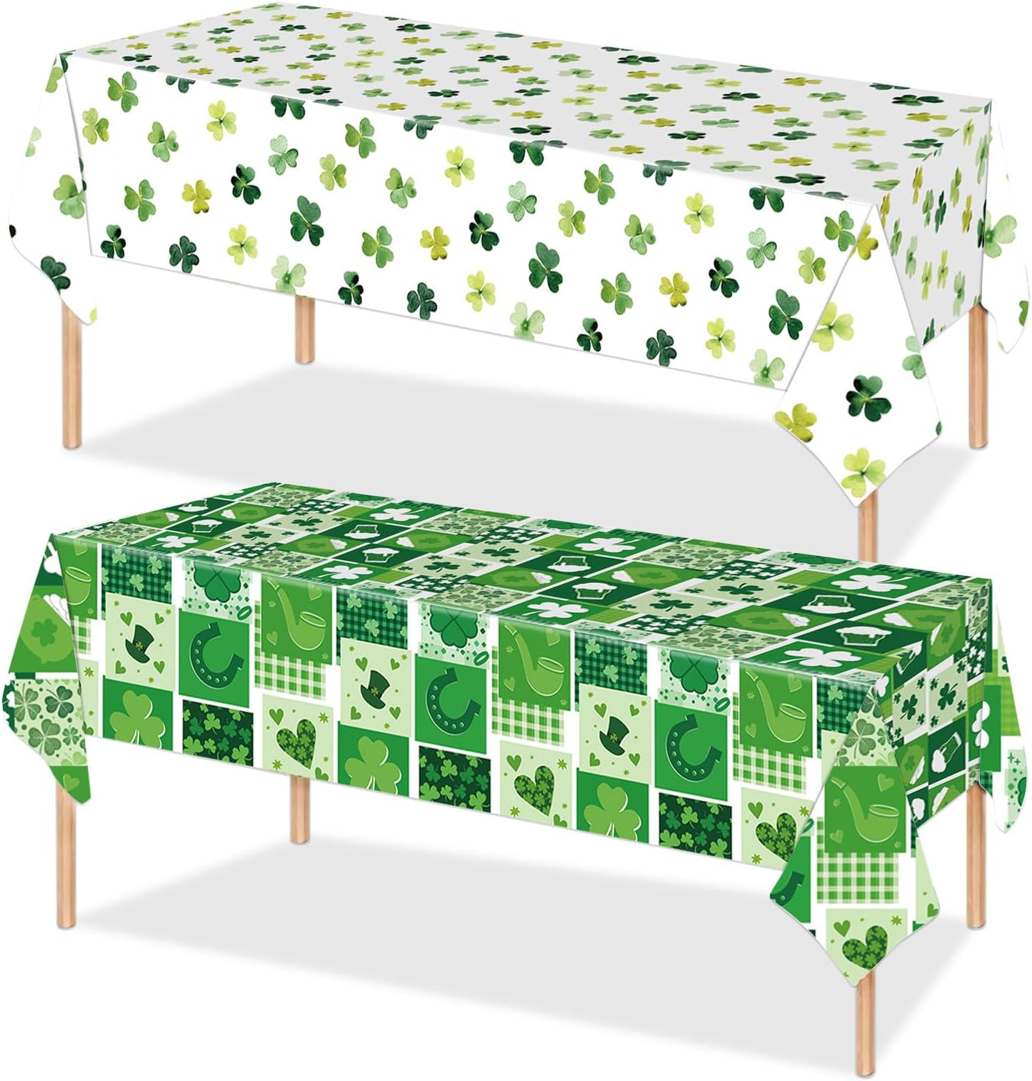 Amazon.com: 2 Pack St Patrick's Day Tablecloth - Green Shamrock Table ...