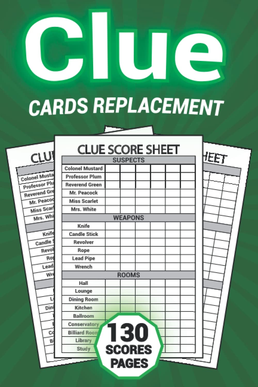 Clue Cards Replacement: Score Sheets Refills for Clue Board Game ...