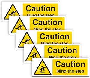 V Safety CAUTION MIND THE STEP Safety Sign - Highly Visible and Durable ...