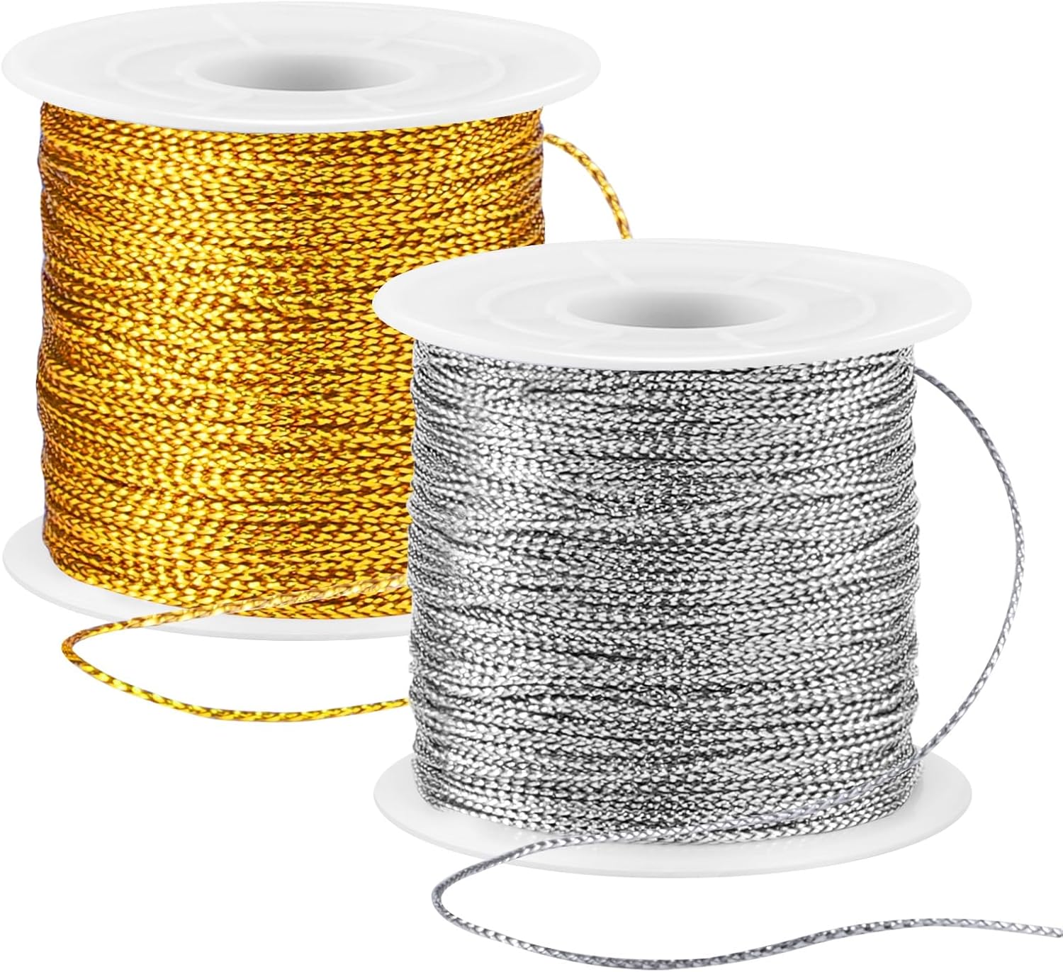 Amazon.com: 262 Yards/787 Feet Metallic Cord 2 Spool 1mm Thread String ...