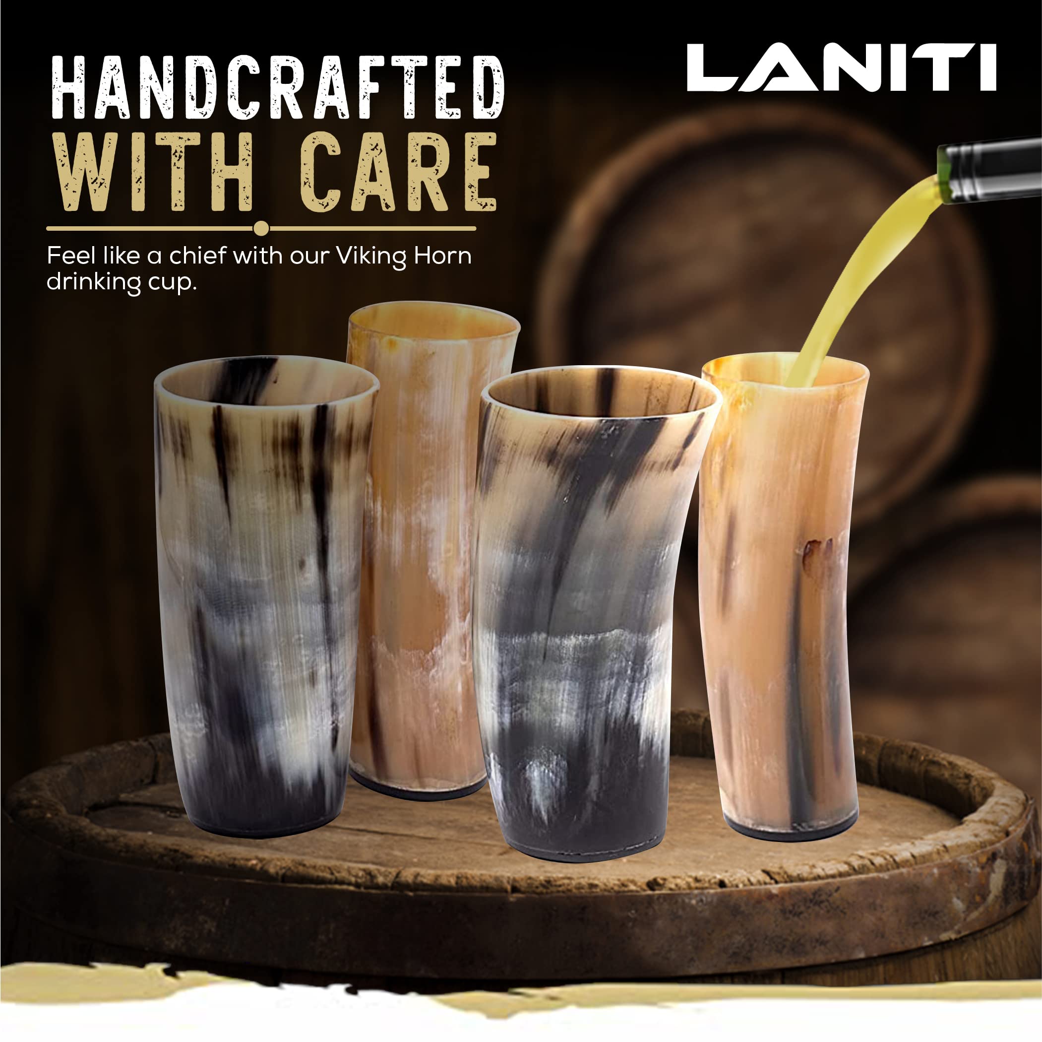 Viking Drinking Horn Handmade Natural Genuine Ox Horn Cups Artisans ...