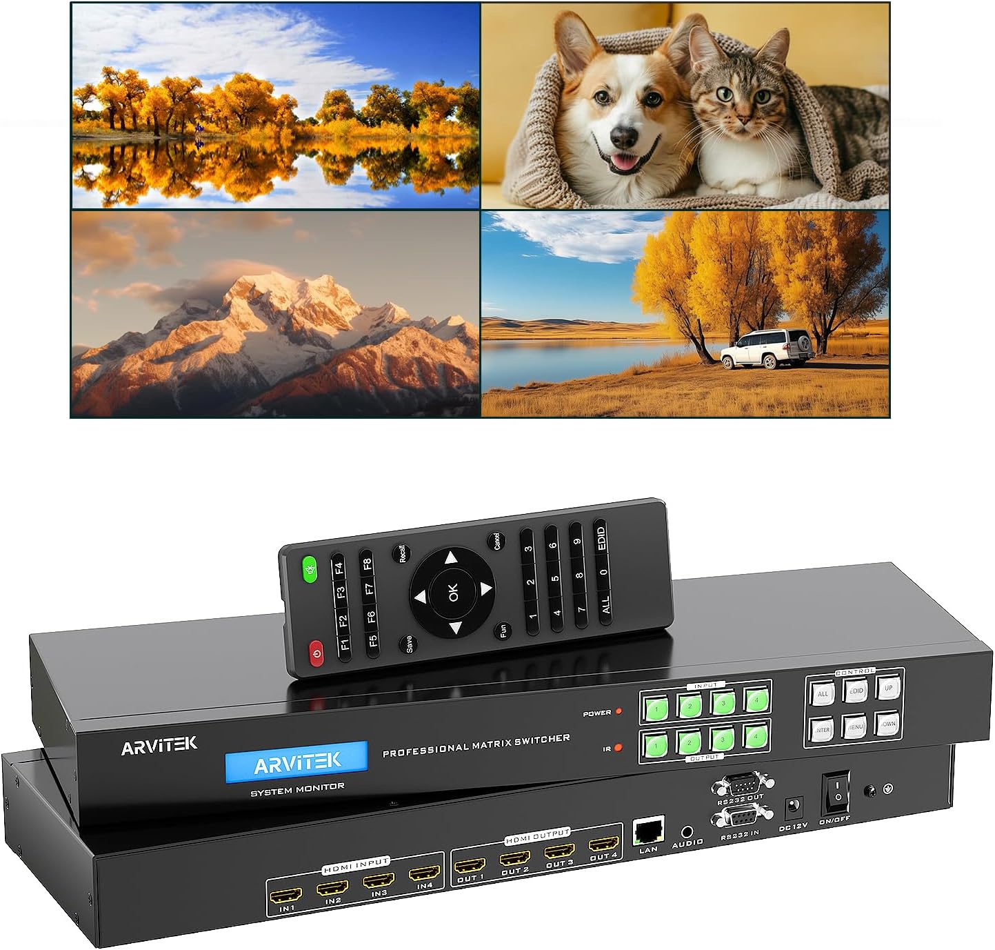 Amazon.com: 4K HDMI Matrix Switcher 4x4 with Web GUI & 3.5mm Audio ...