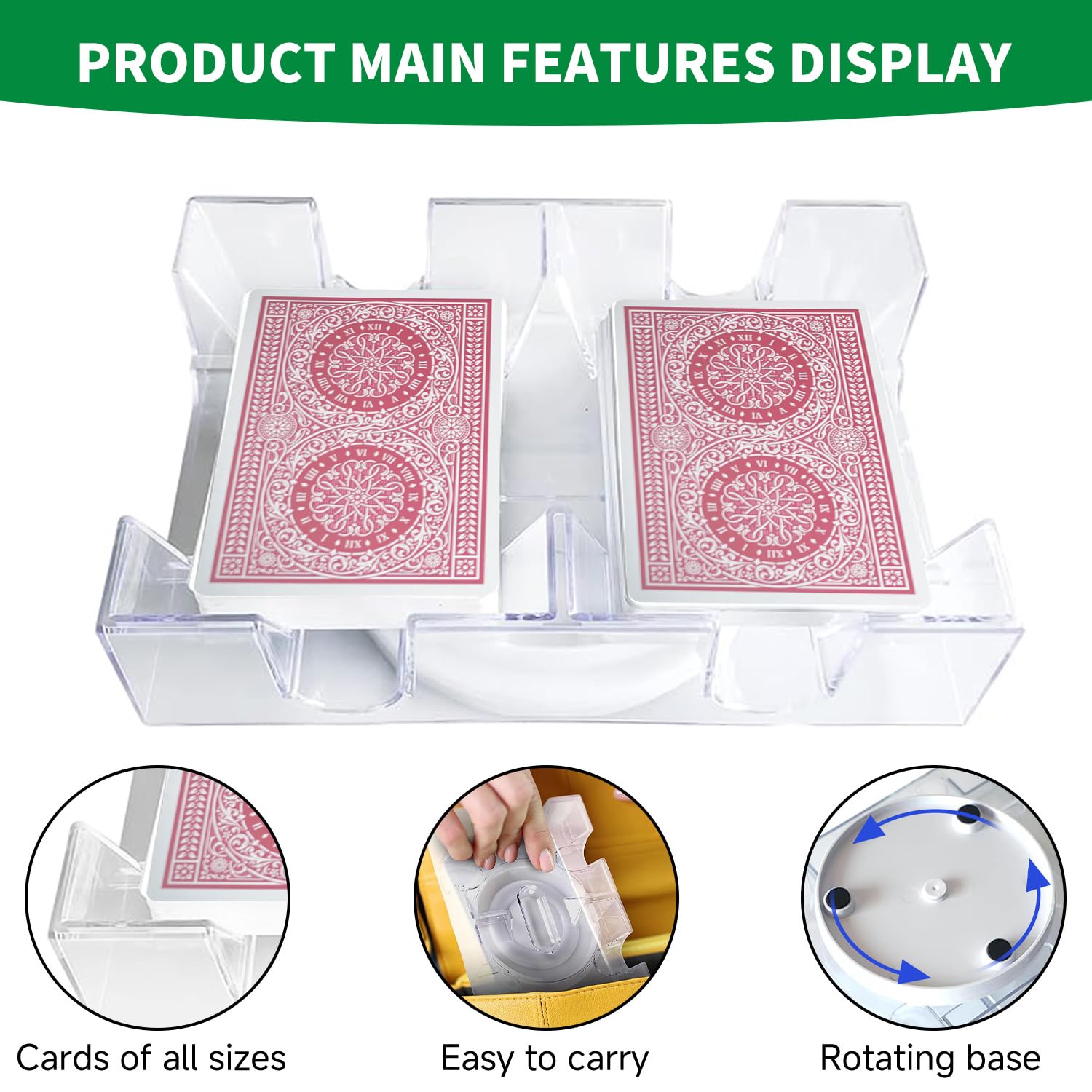 Fiita 2 Deck Rotating Card Holder – 360 Degree Revolving Holder Playing ...