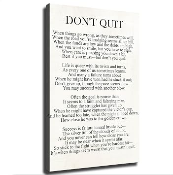 Amazon.com: Don't Give Up Poetry Inspirational Poem Text Poster Wall ...