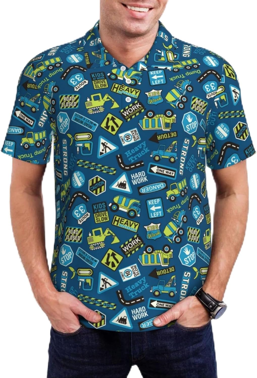 Polo Shirts for Men - Heavy Equipment Machinery Casual Short Sleeve ...
