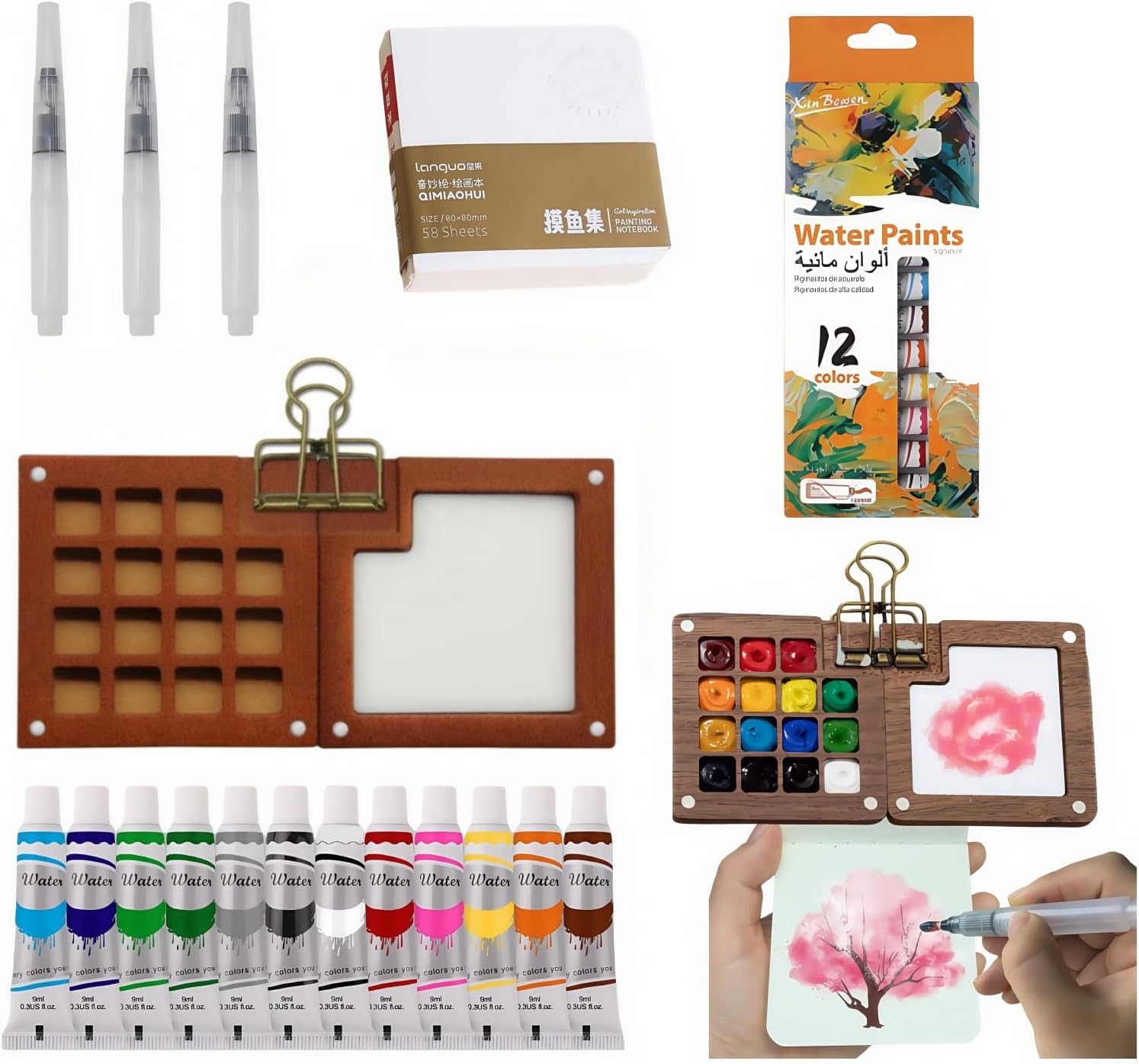 Amazon.com: Mini Watercolor Paint Set - Pocket Watercolor Set with 3 ...