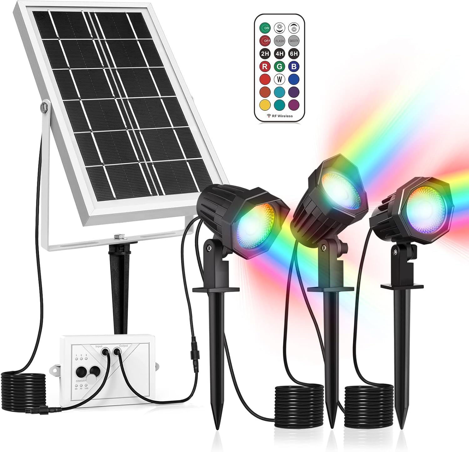 MEIHUA Solar RGB Strahler 3 Stücke RGB Solar Gartenleuchte mit ...