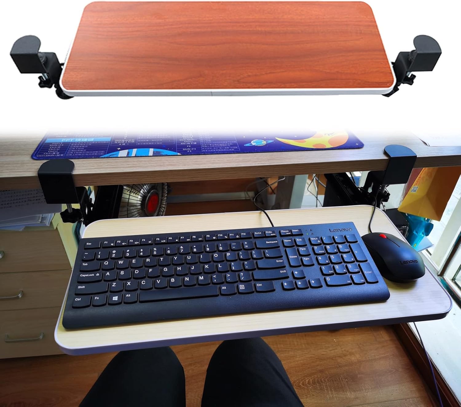 Amazon.com: 4 Colours Wooden Keyboard Tray Storge Shelves Under Desk ...