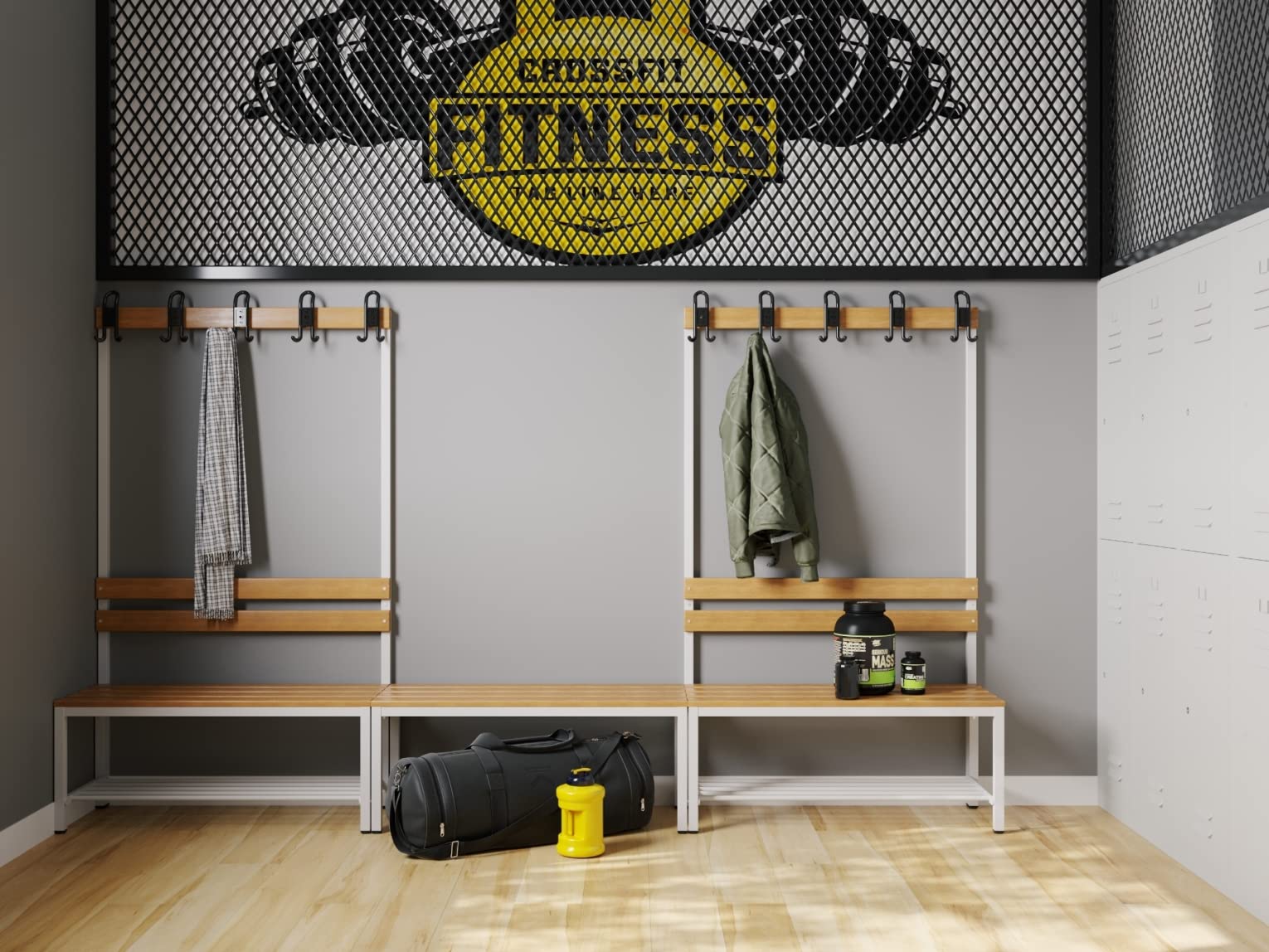 Gym Locker Benches Kleton Locker Room Bench, Wood, 72" L X 9 1/2" W X