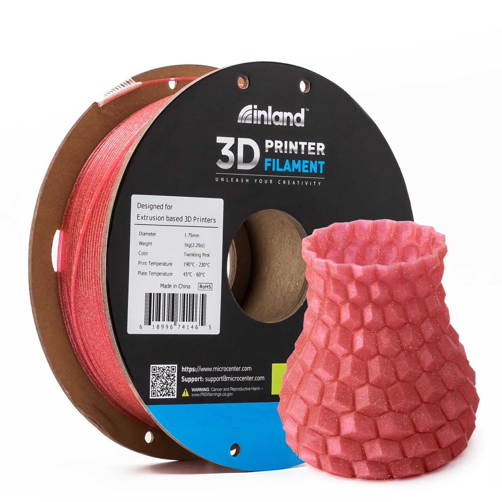Snapklik.com : INLAND Micro Center Pink Glitter PLA 3D Printer Filament ...