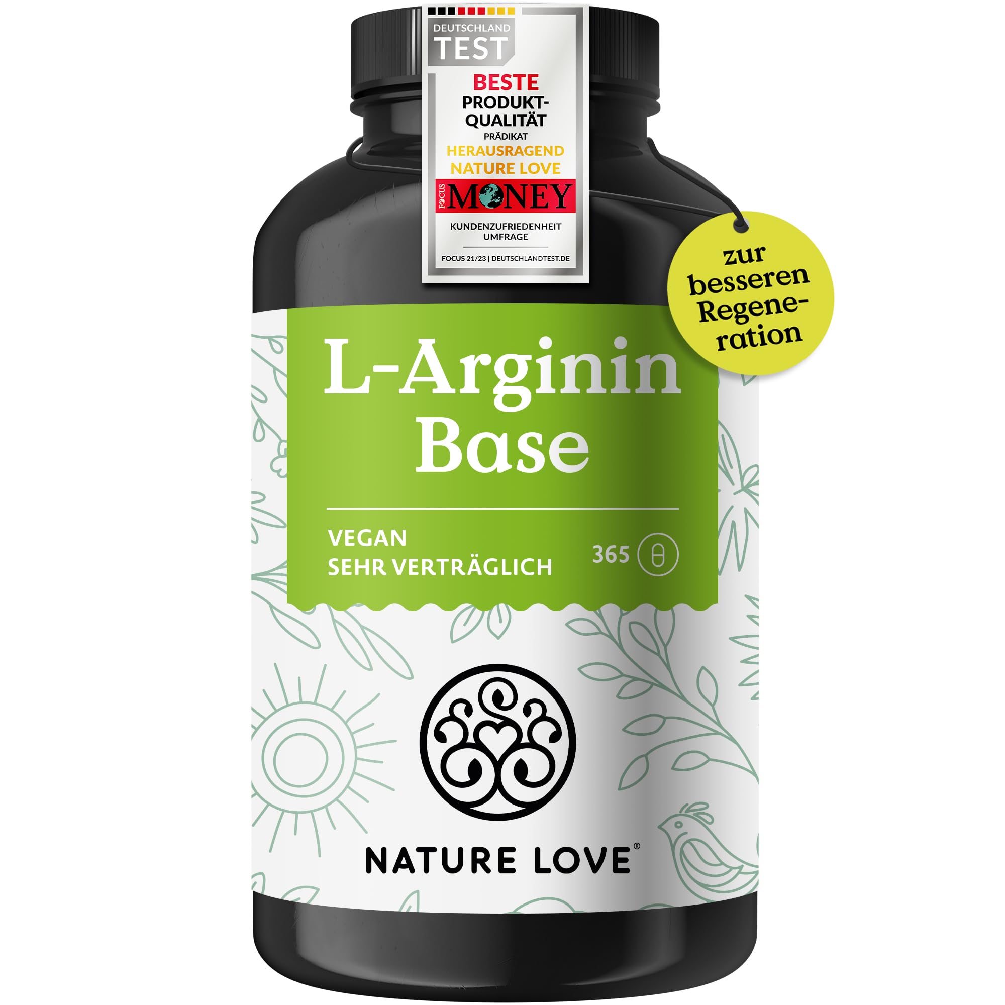 NATURE LOVE® L-Arginin Base mit Citrullin - 365 Kapseln - Hochwertiges ...