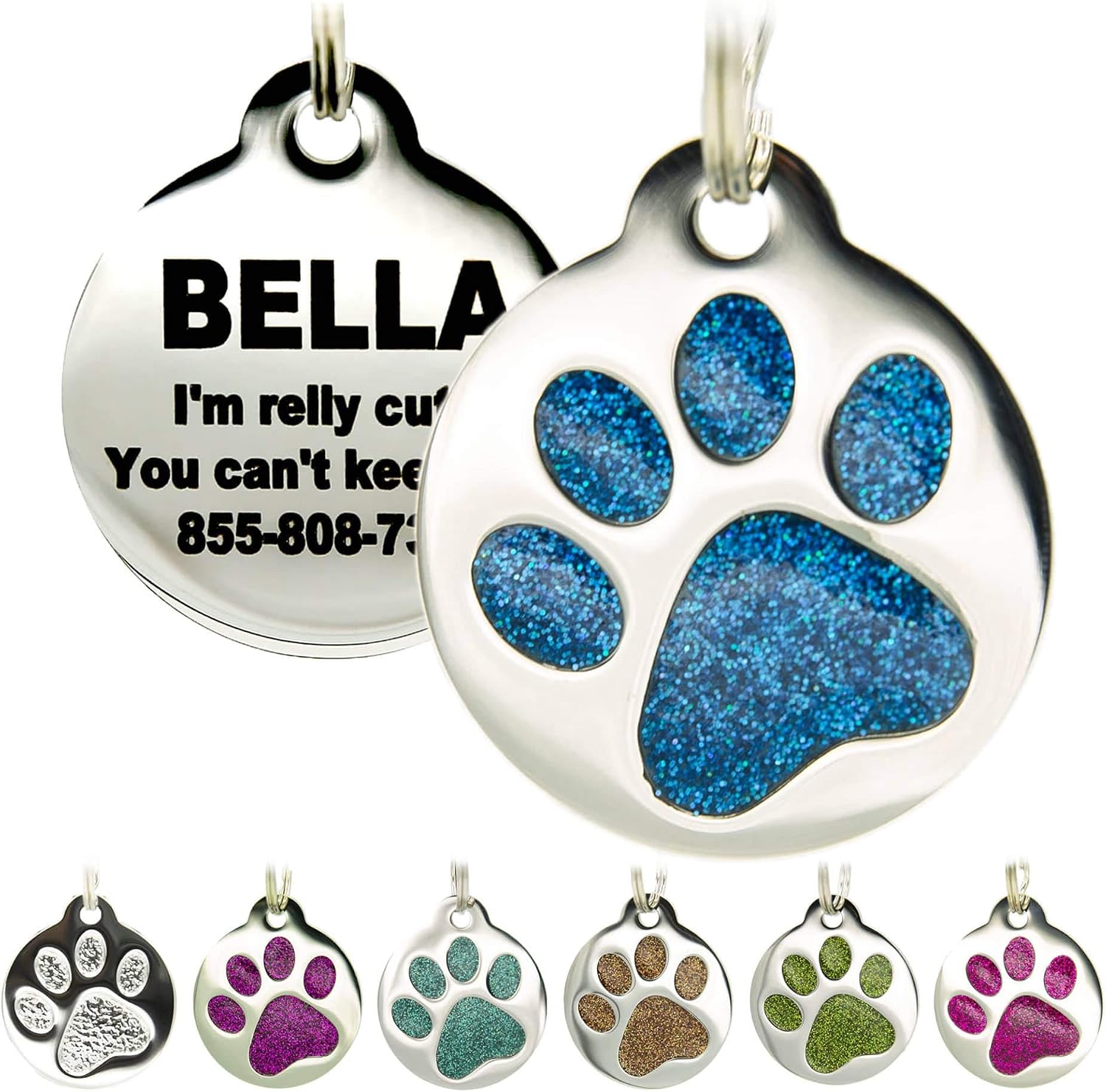 Amazon.com: Engraved Pet Tag for Dogs & Cats - Personalized with 4 ...