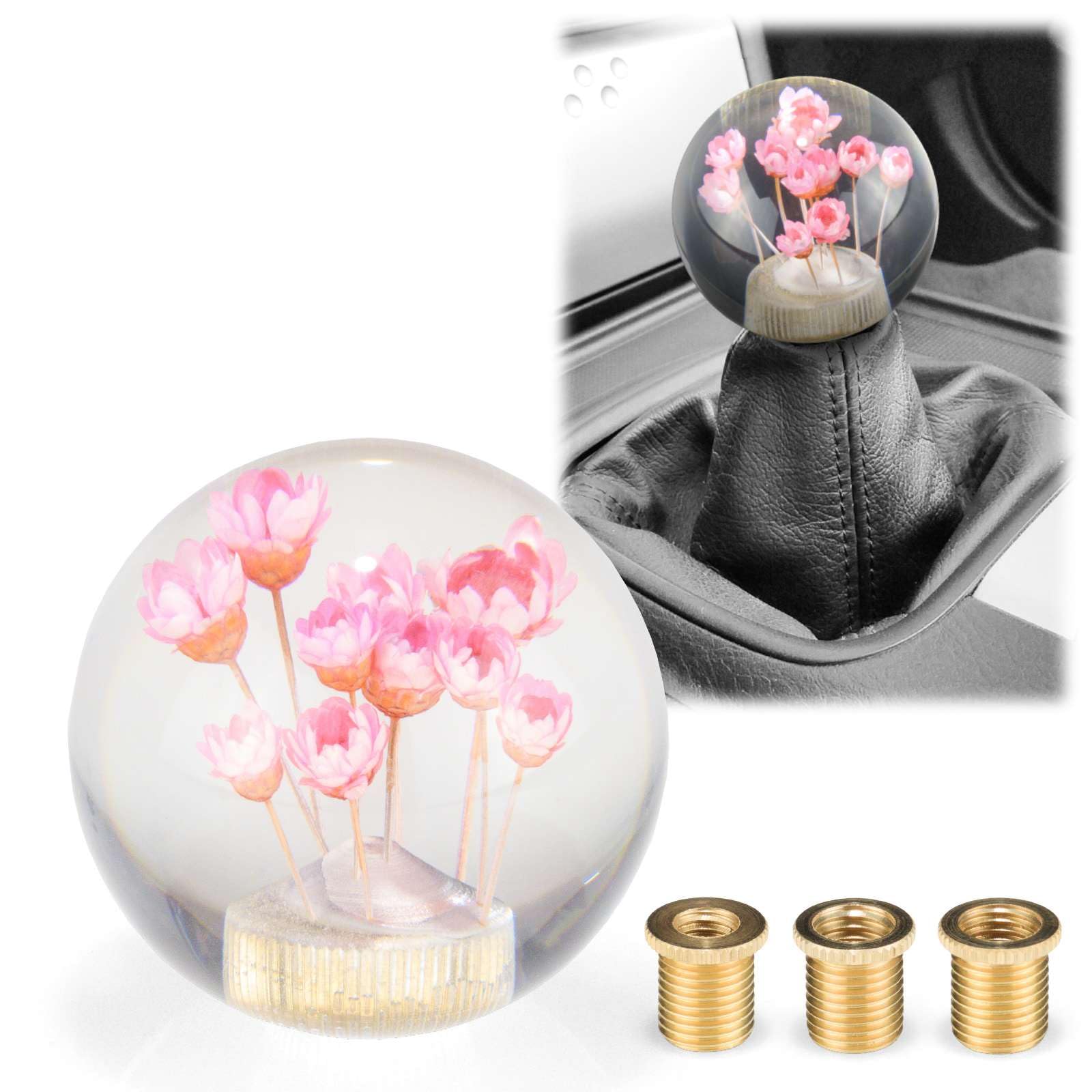 Amazon.com: EZAUTO WRAP Flower Pink Auto Car Shift Knob Round Ball ...